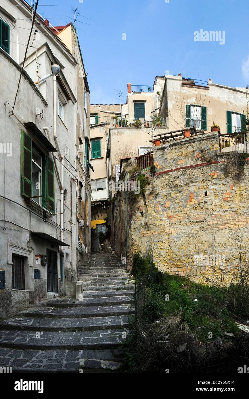 Glimpse of the steps of the historic village of Petraio in Naples Stock ...