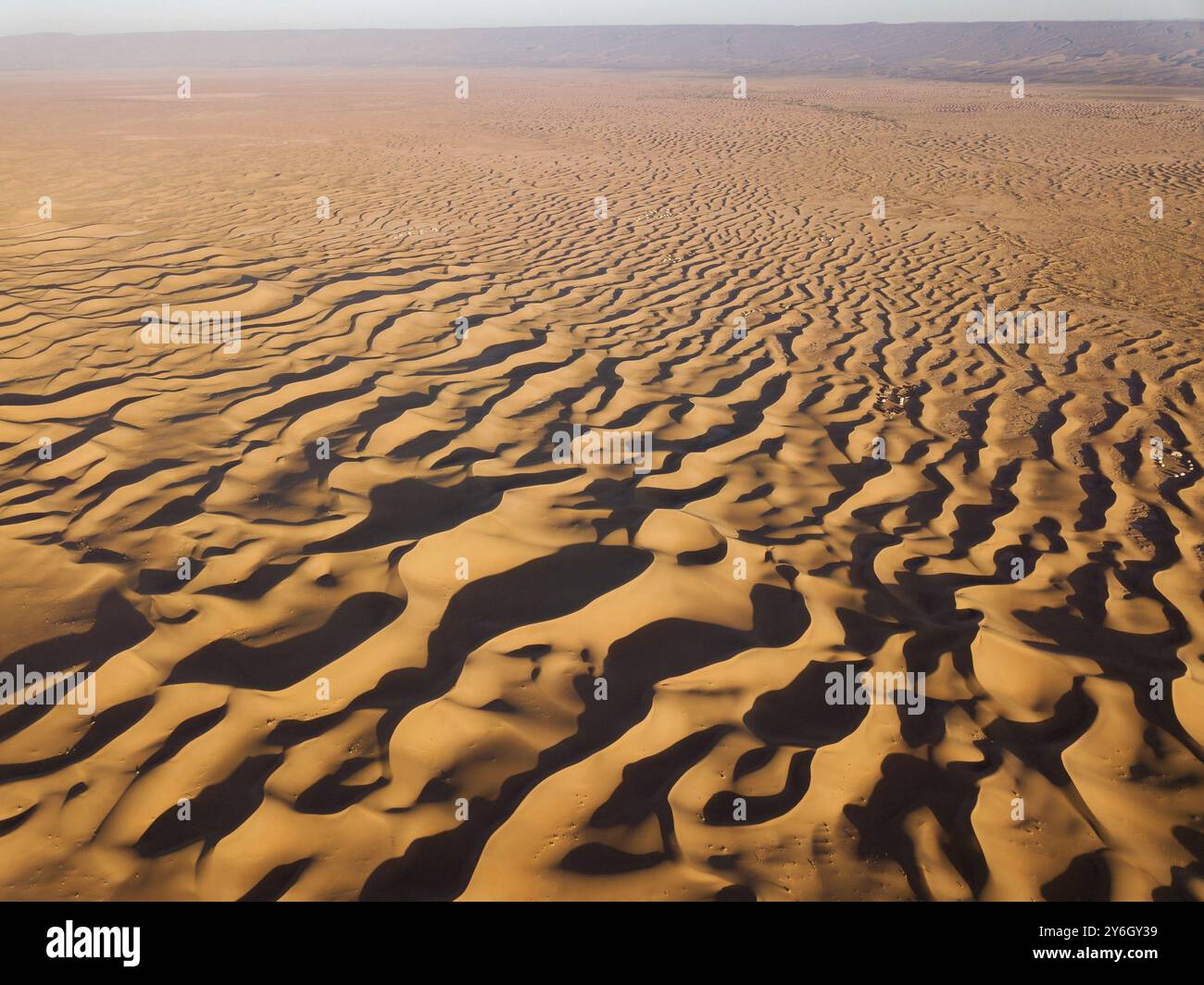 Aerial top high view landscape in Sahara desert at sunrise Stock Photo ...