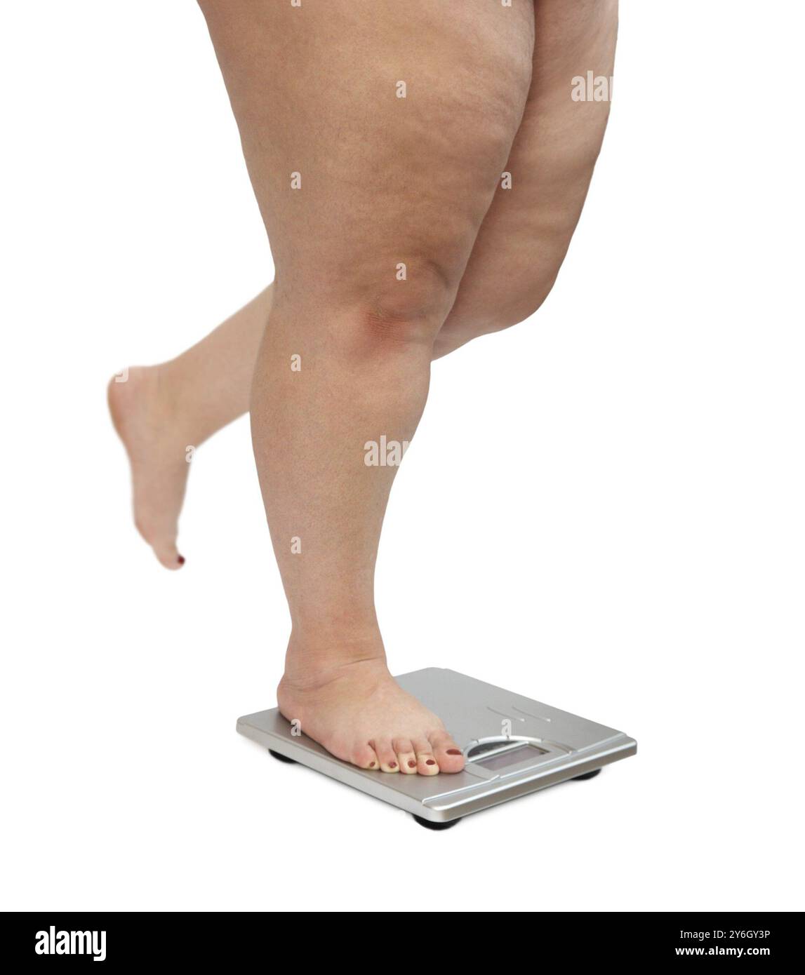 Women legs with overweight standing on scales Stock Photo - Alamy