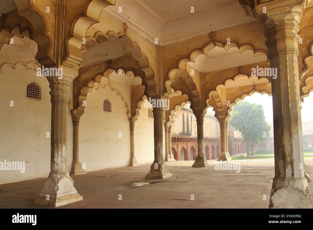 Columns in palace, agra fort India Stock Photo - Alamy