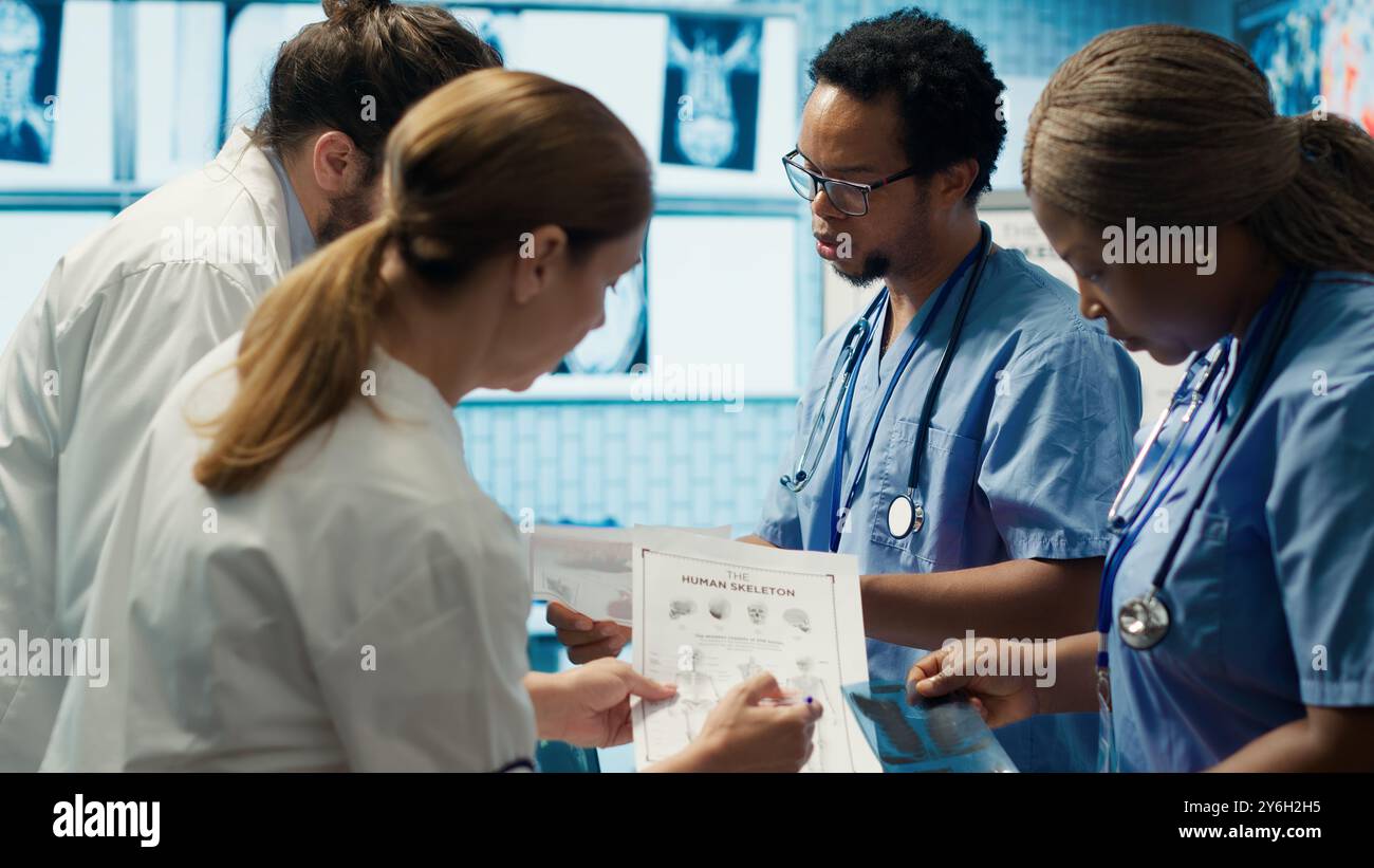 Hospital staff reviews human anatomy to give the correct diagnostic in ...
