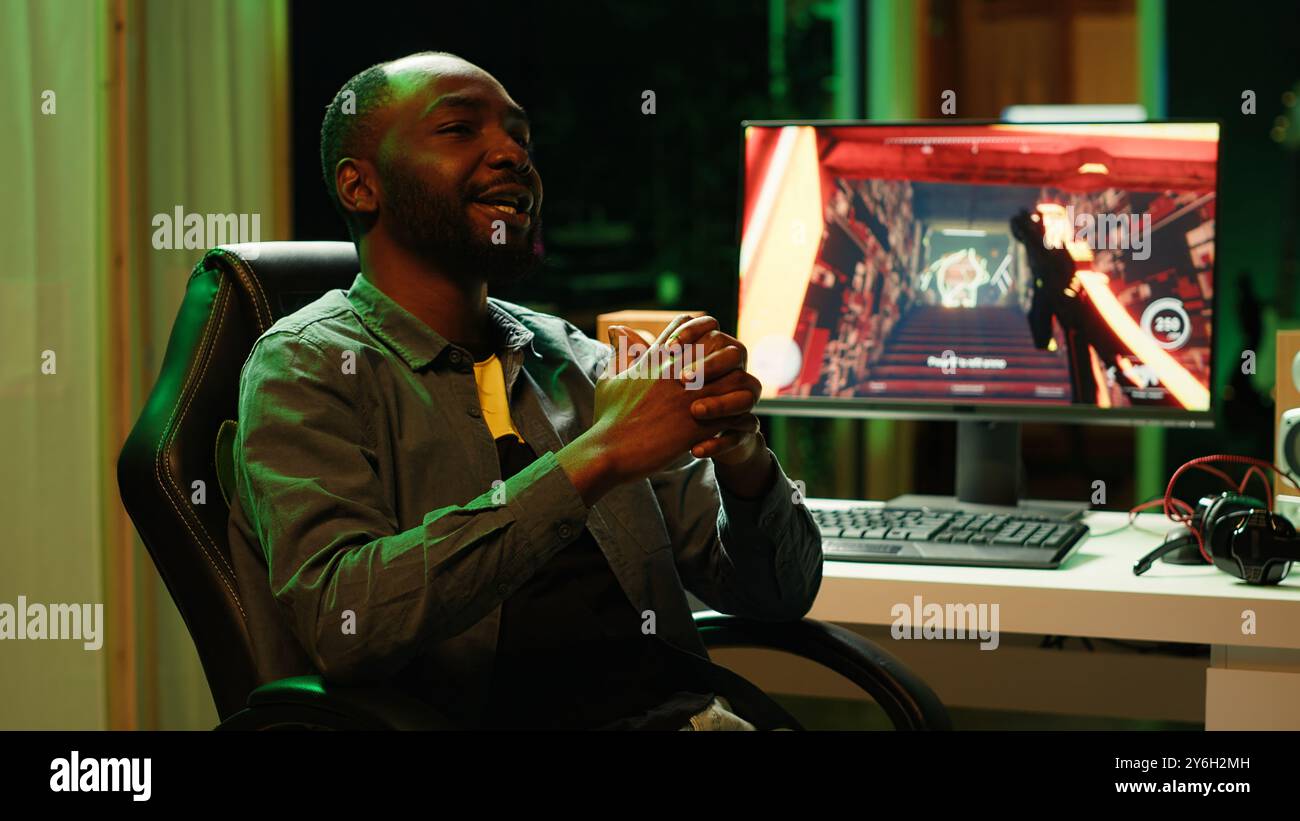 Pro african gamer chatting on hi-res stock photography and images - Alamy