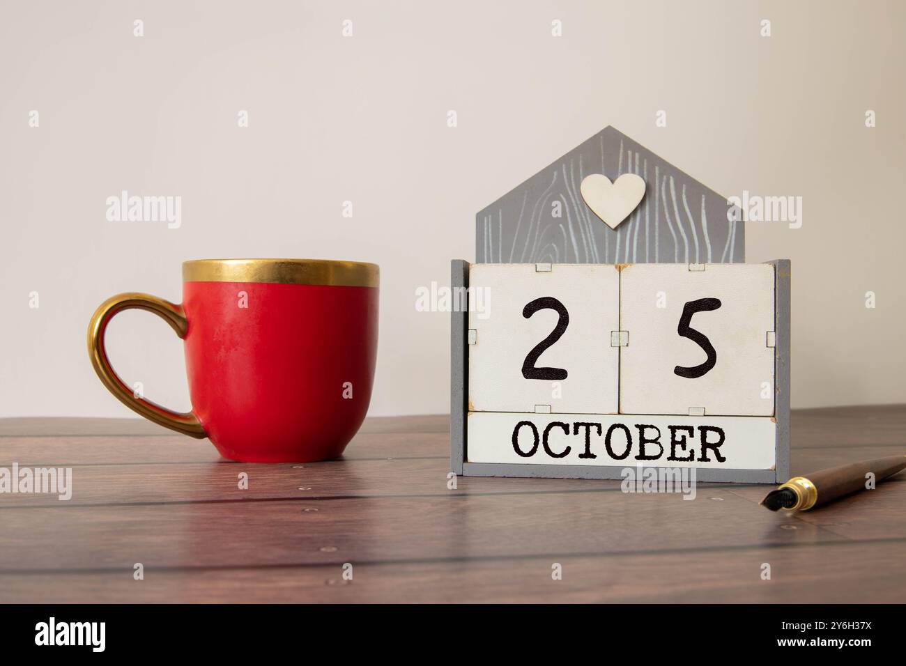 25 October text with blackboard background for calendar. And October is ...