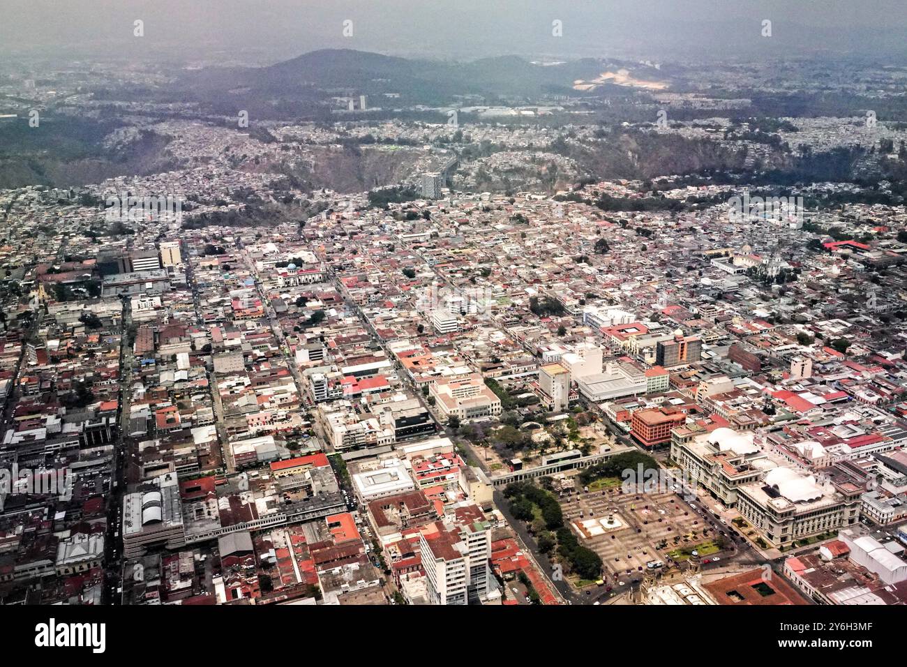 Aerial view of central business area and Plaza de la Constitucion of ...
