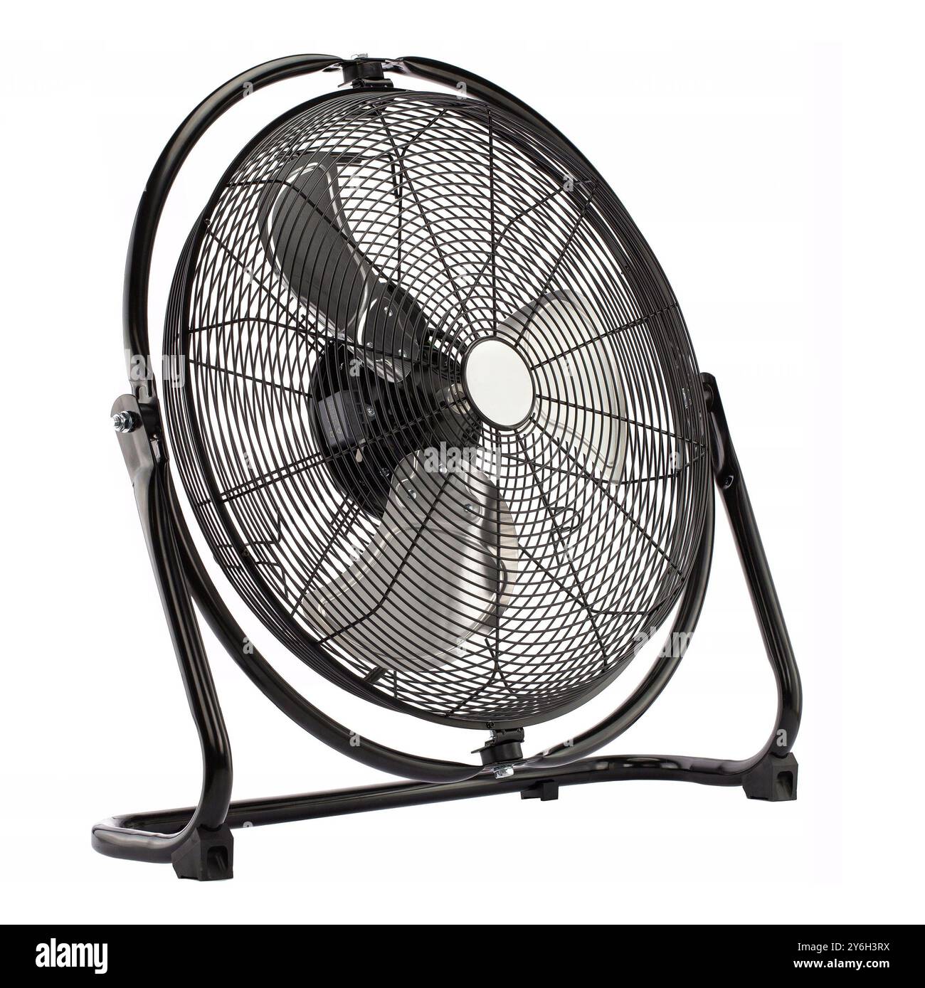 Industrial Black Metal Floor Fan Isolated on White Background Stock ...