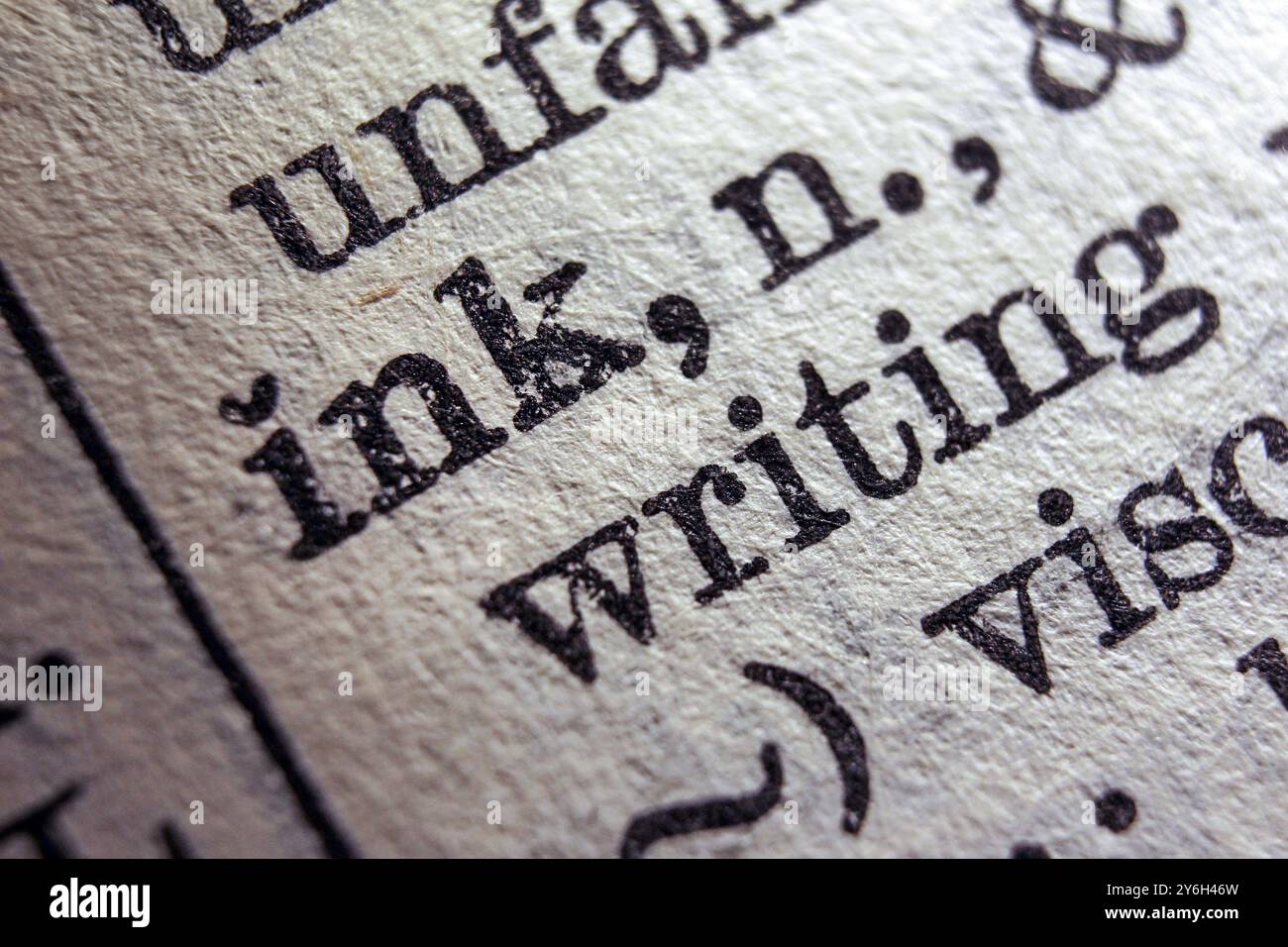 Word ink on dictionary page, macro close-up Stock Photo - Alamy