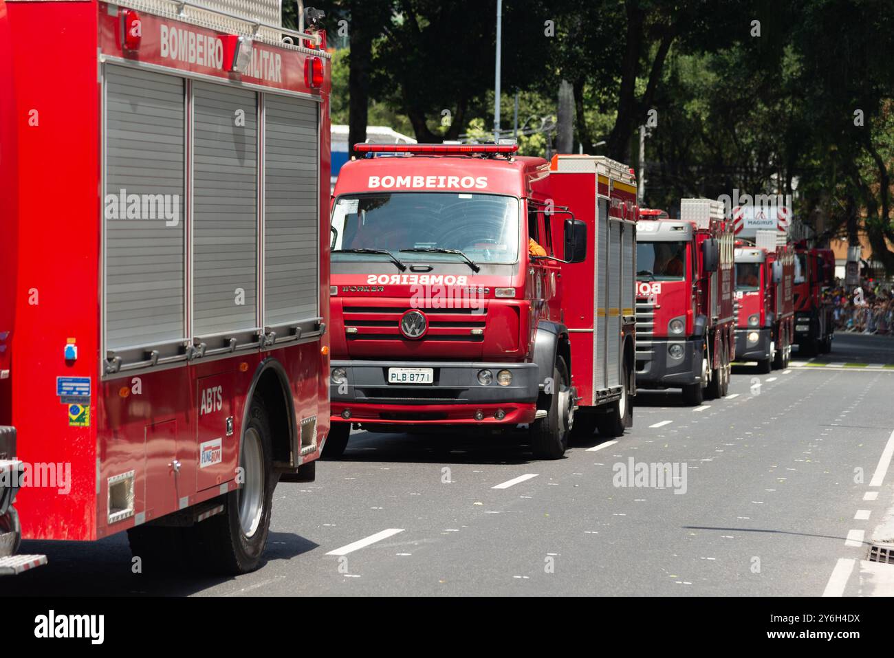 Salvador, Bahia, Brazil - September 07, 2024: Fire trucks are seen ...