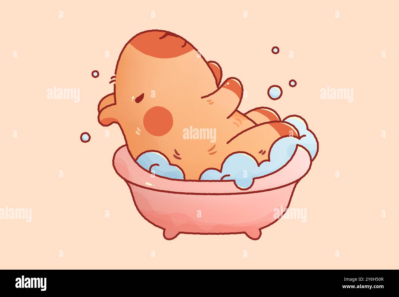 Kawaii cutie capybara takes a bath with soapy foam Stock Vector Image ...