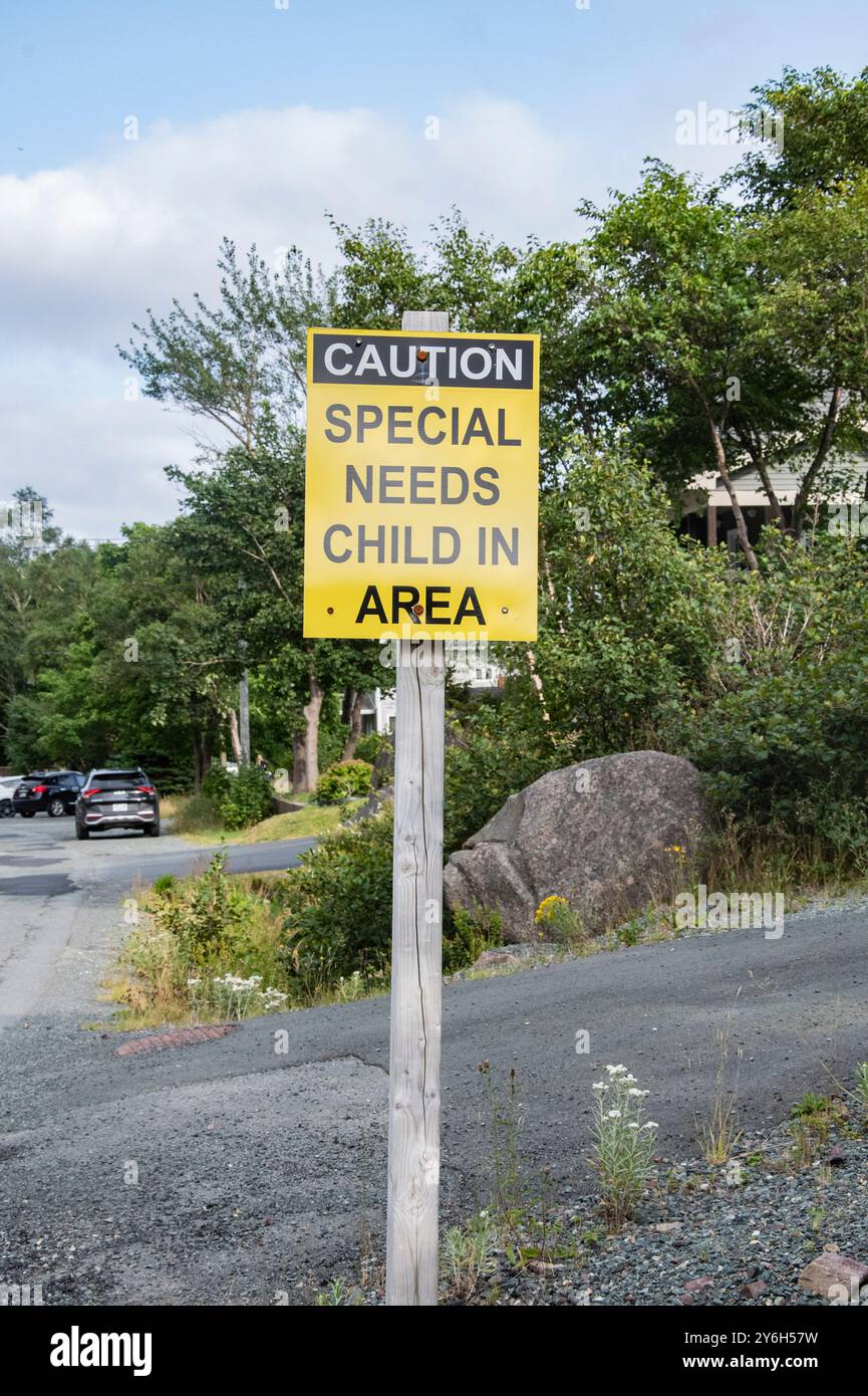 Caution special needs child in area sign on Long Run Road in Petty ...