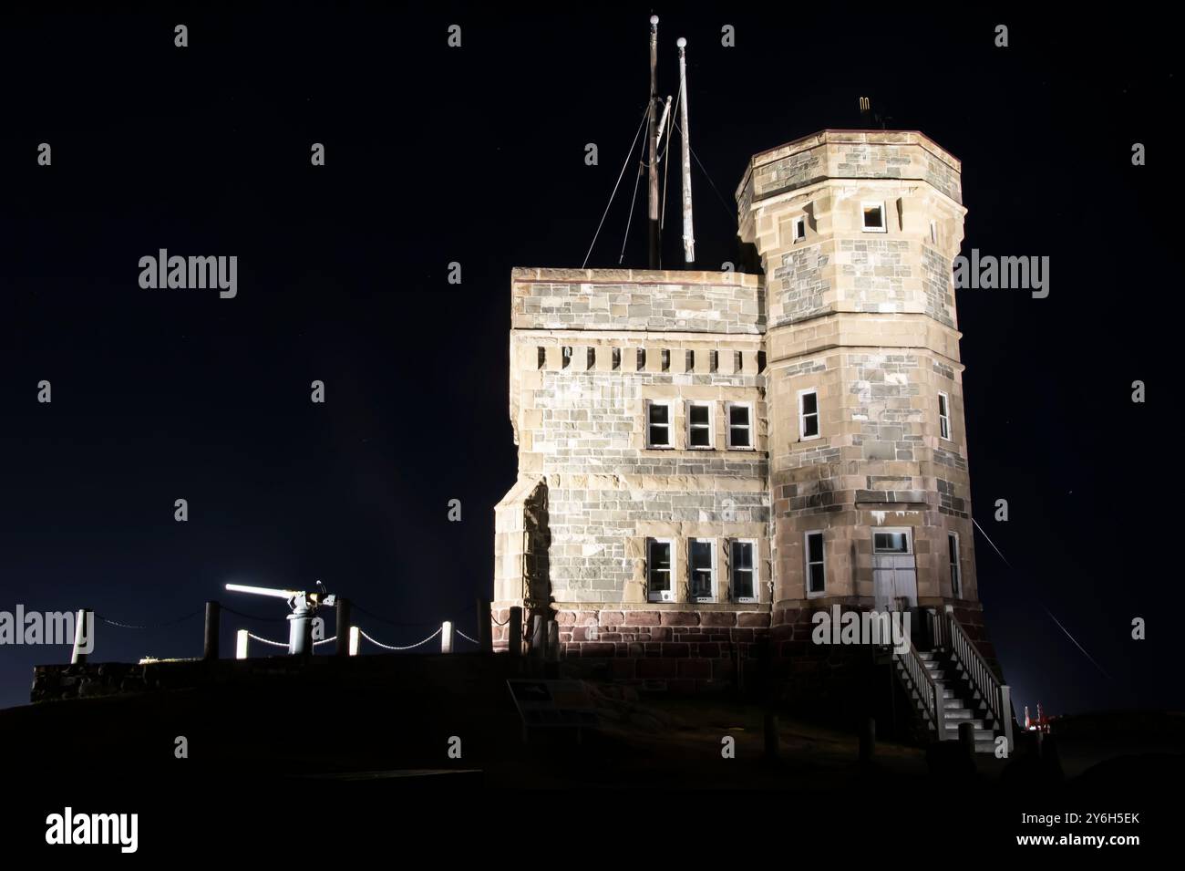 Cabot Tower at night on Signal Hill National Historic Site in St. John ...