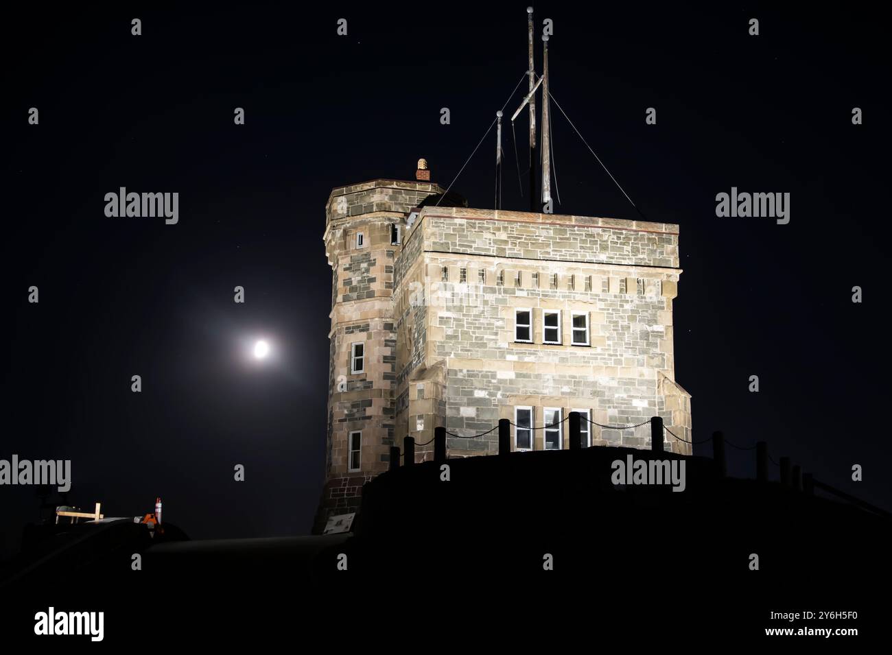 Cabot Tower at night on Signal Hill National Historic Site in St. John ...