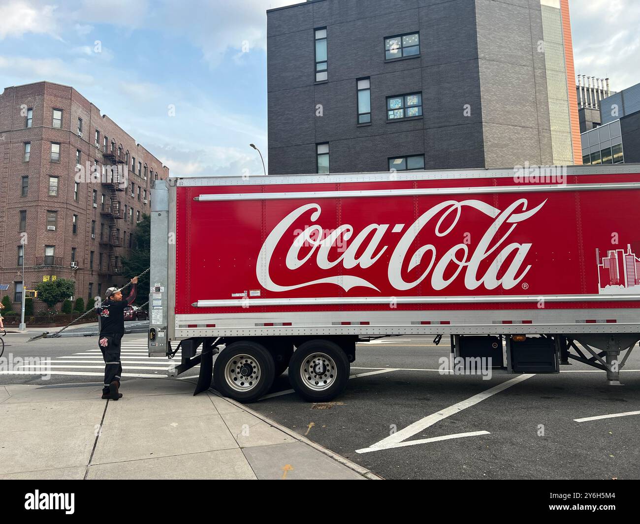 Classic Coca Cola delivery truck about to unload at a grocery store in ...