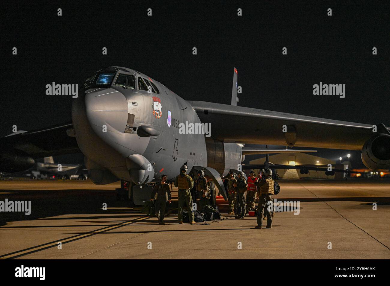 Aircrew from the 96th Bomb Squadron conduct preflight procedures before ...