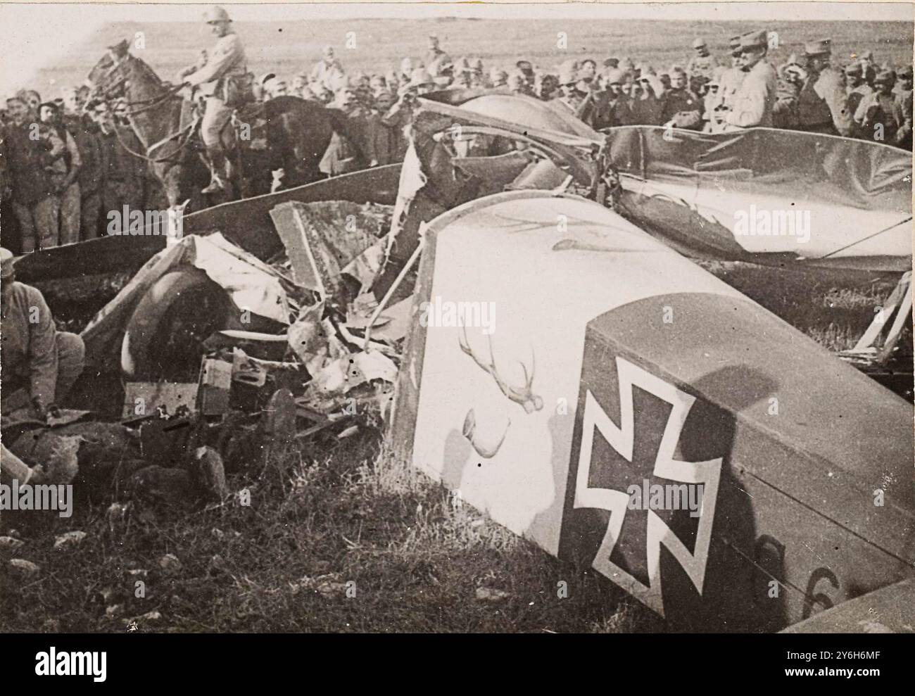 French WWI Photograph: In Argonne. A German plane shot down by a French ...