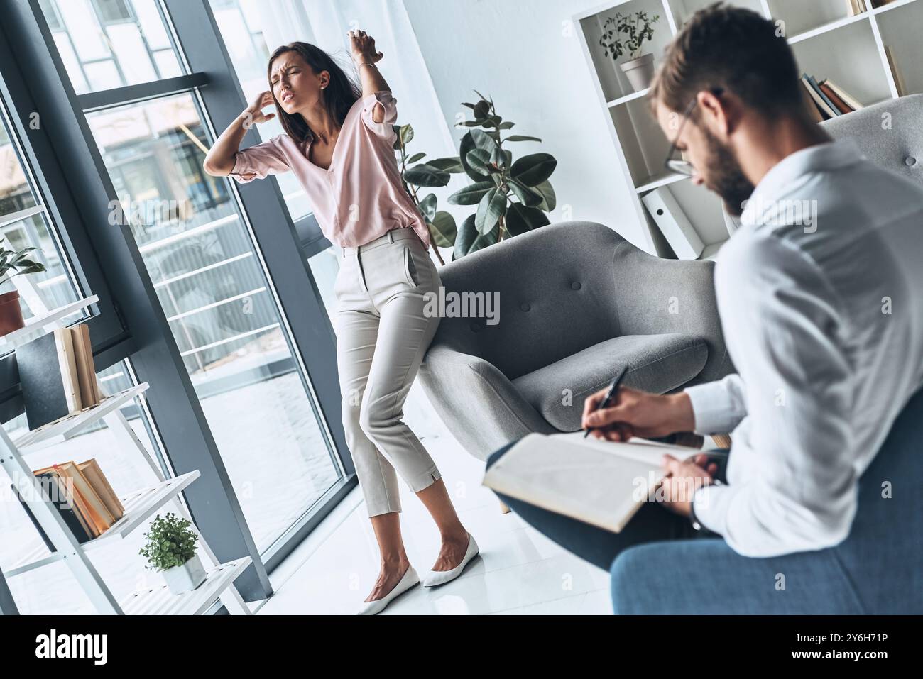 Feeling totally lost. Young frustrated woman solving her mental ...