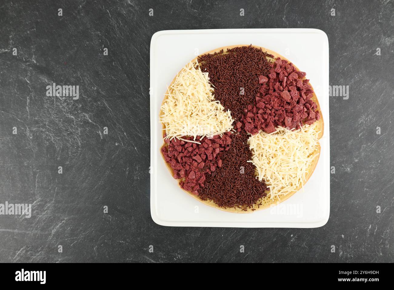 Martabak Manis, ASian Honeycomb Pancake with Various Topping, Top View ...