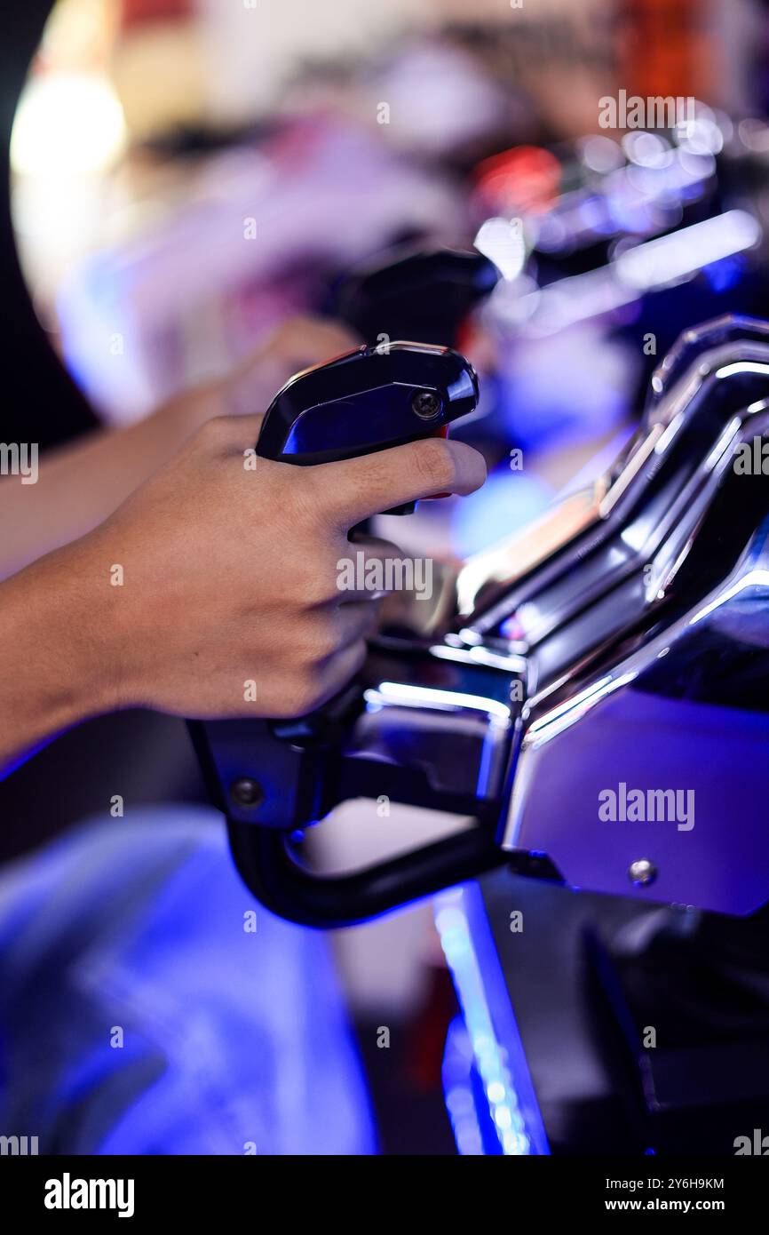 Close Up Female Hand Hold Joystick Game on Arcade Stock Photo - Alamy