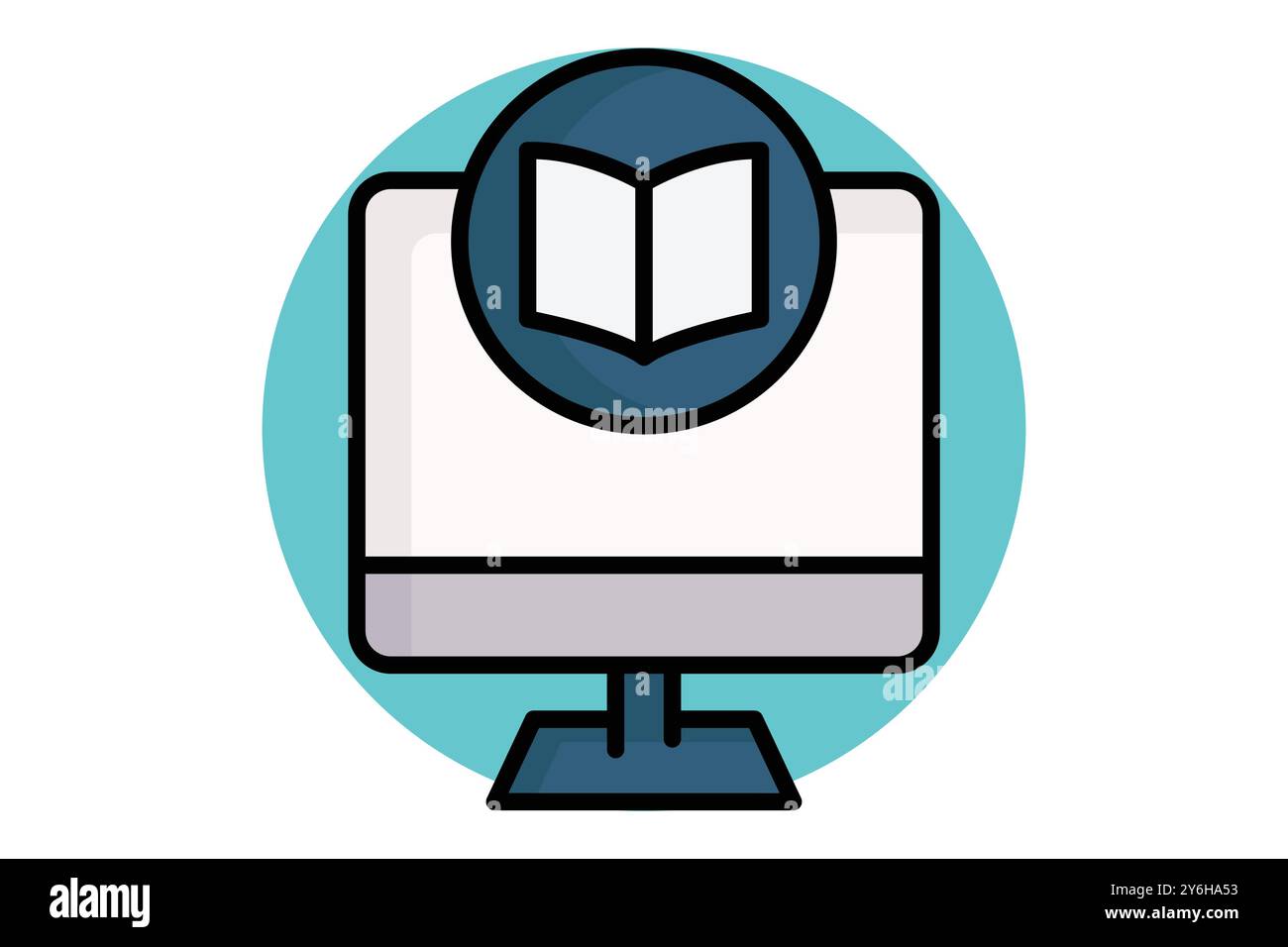 Elearning colored outline icon. monitor with open book. icon related to ...