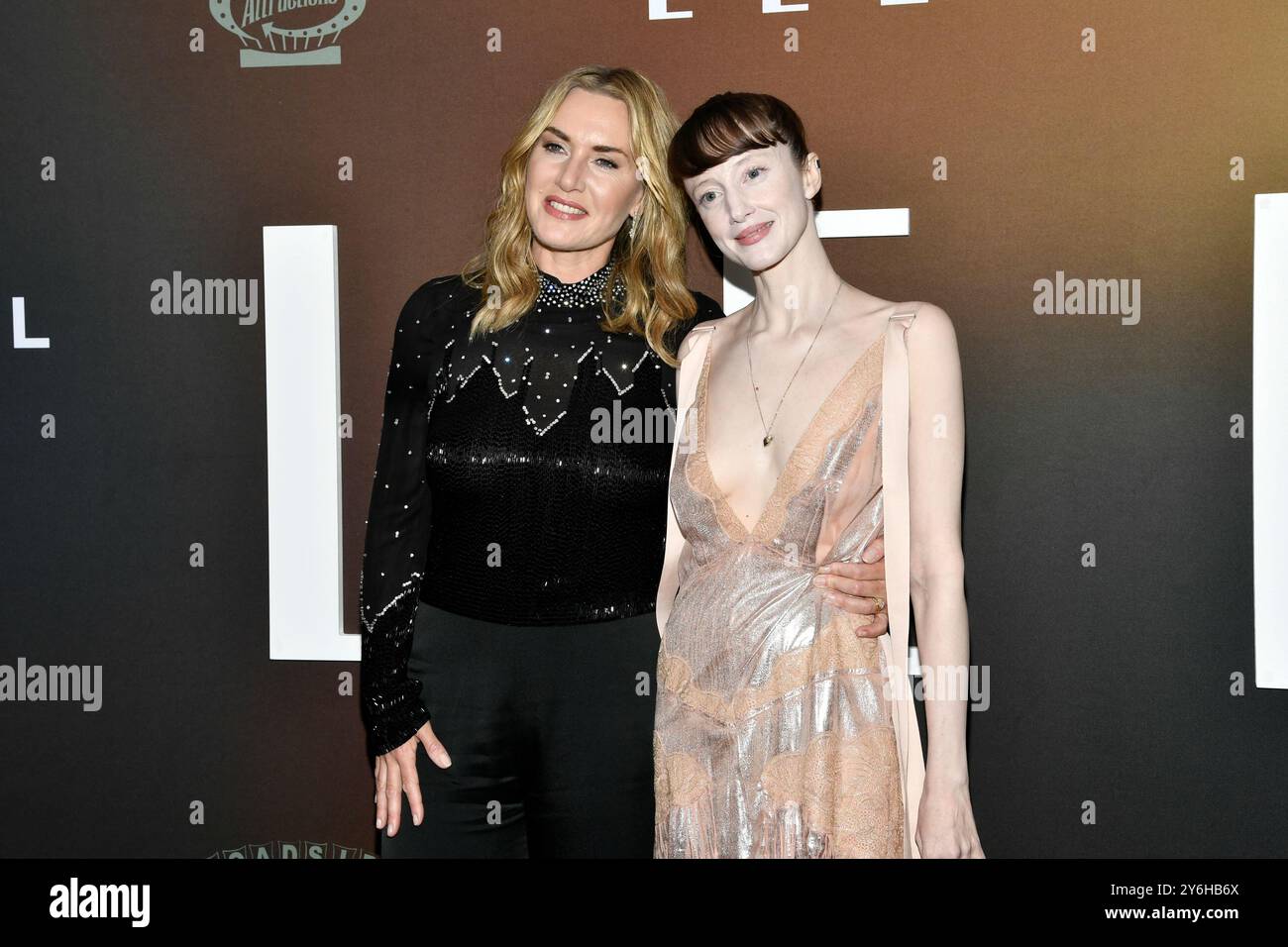 Kate Winslet, left, and Andrea Riseborough attend the special screening ...