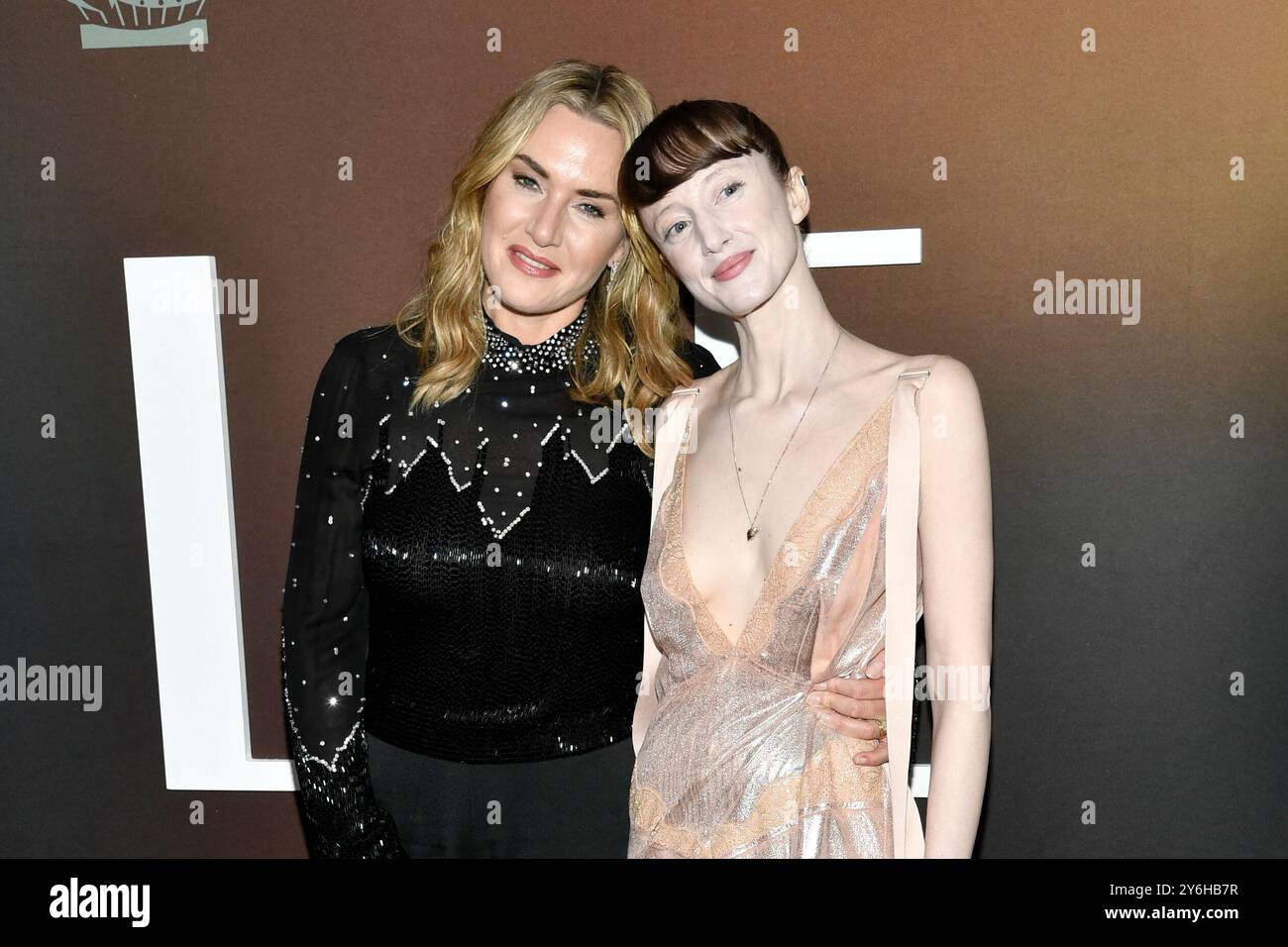 Kate Winslet, left, and Andrea Riseborough attend the special screening ...
