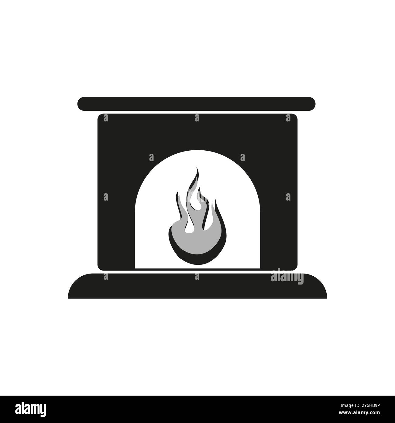 Fireplace vector icon. Burning flame symbol. Cozy hearth illustration ...