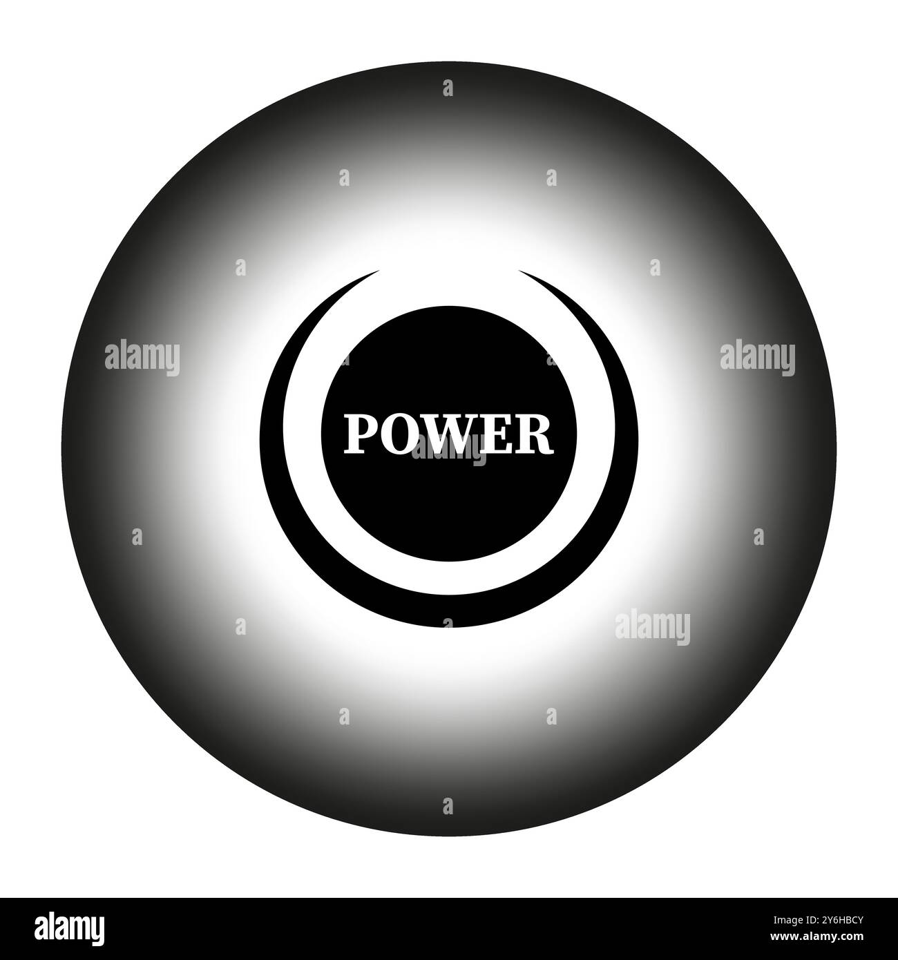 Power button icon. Circular button symbol. Energy power text. Vector ...