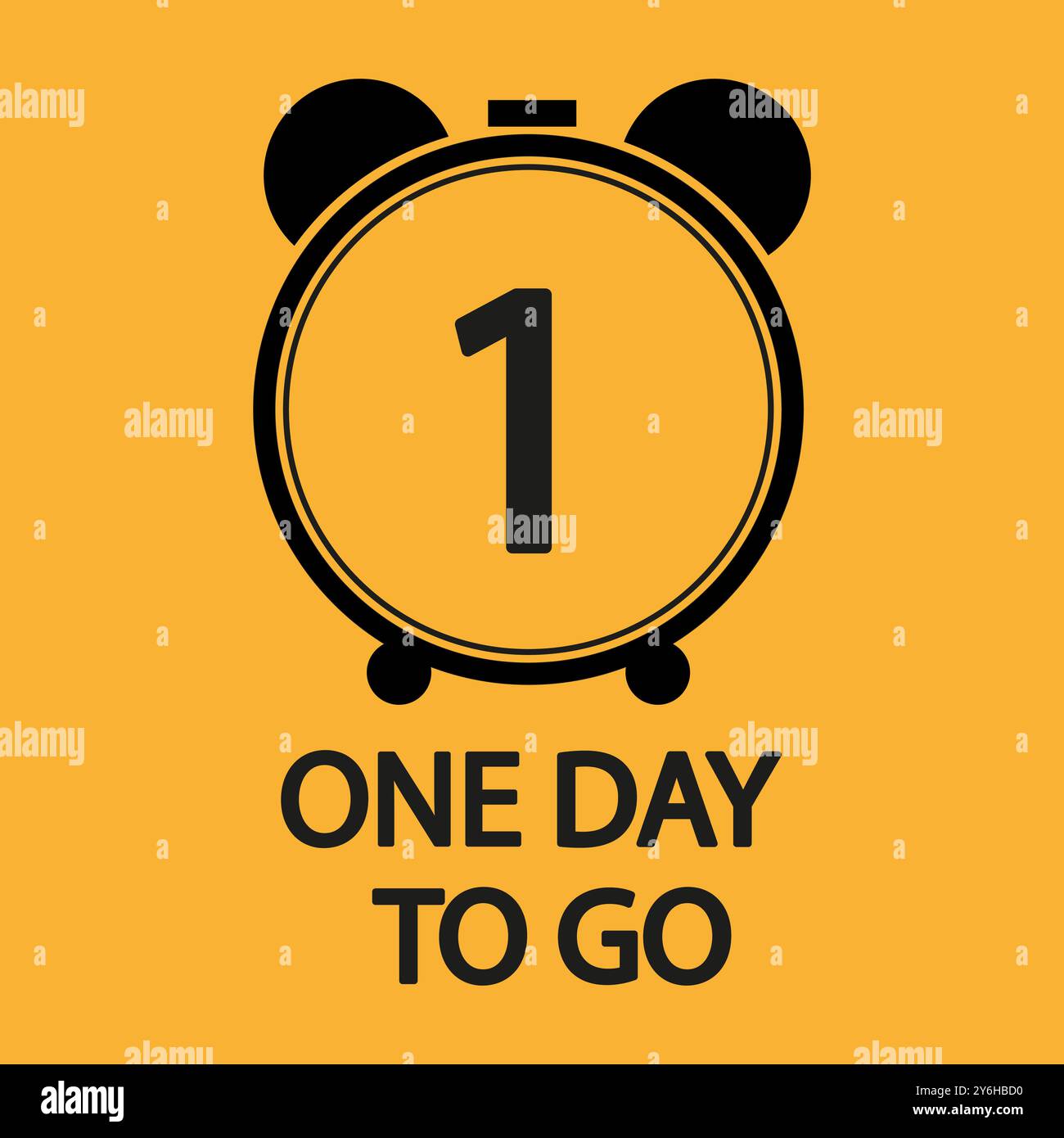 Countdown timer illustration. Number one focus. One day to go text ...