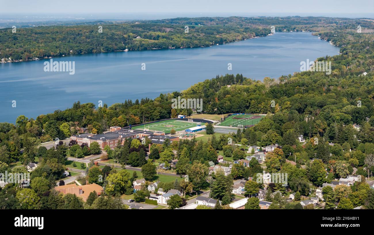 Aerial photo of Cazenovia Lake located in Town of Cazenovia, Madison ...