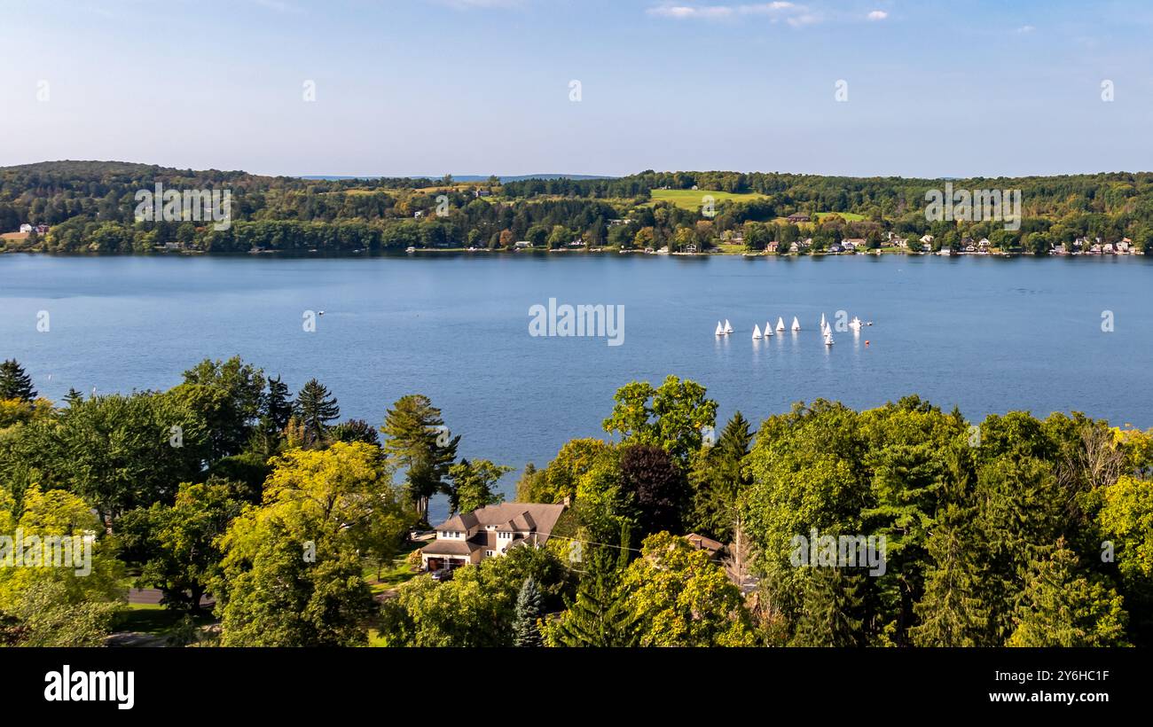 Aerial photo of Cazenovia Lake located in Town of Cazenovia, Madison ...