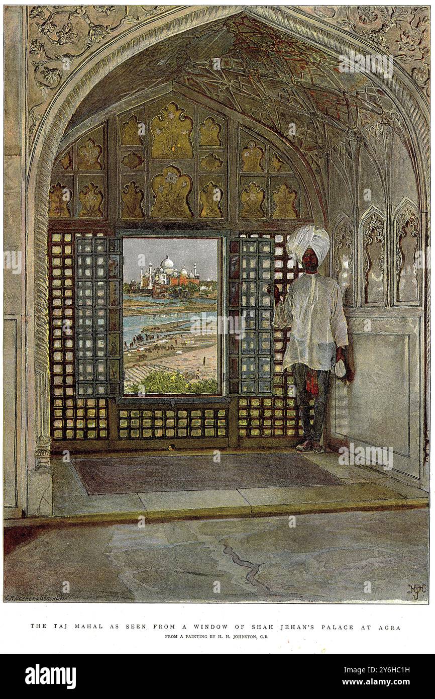 The Taj Mahal as seen from a window of Shah Jehan's palce at AGra ...
