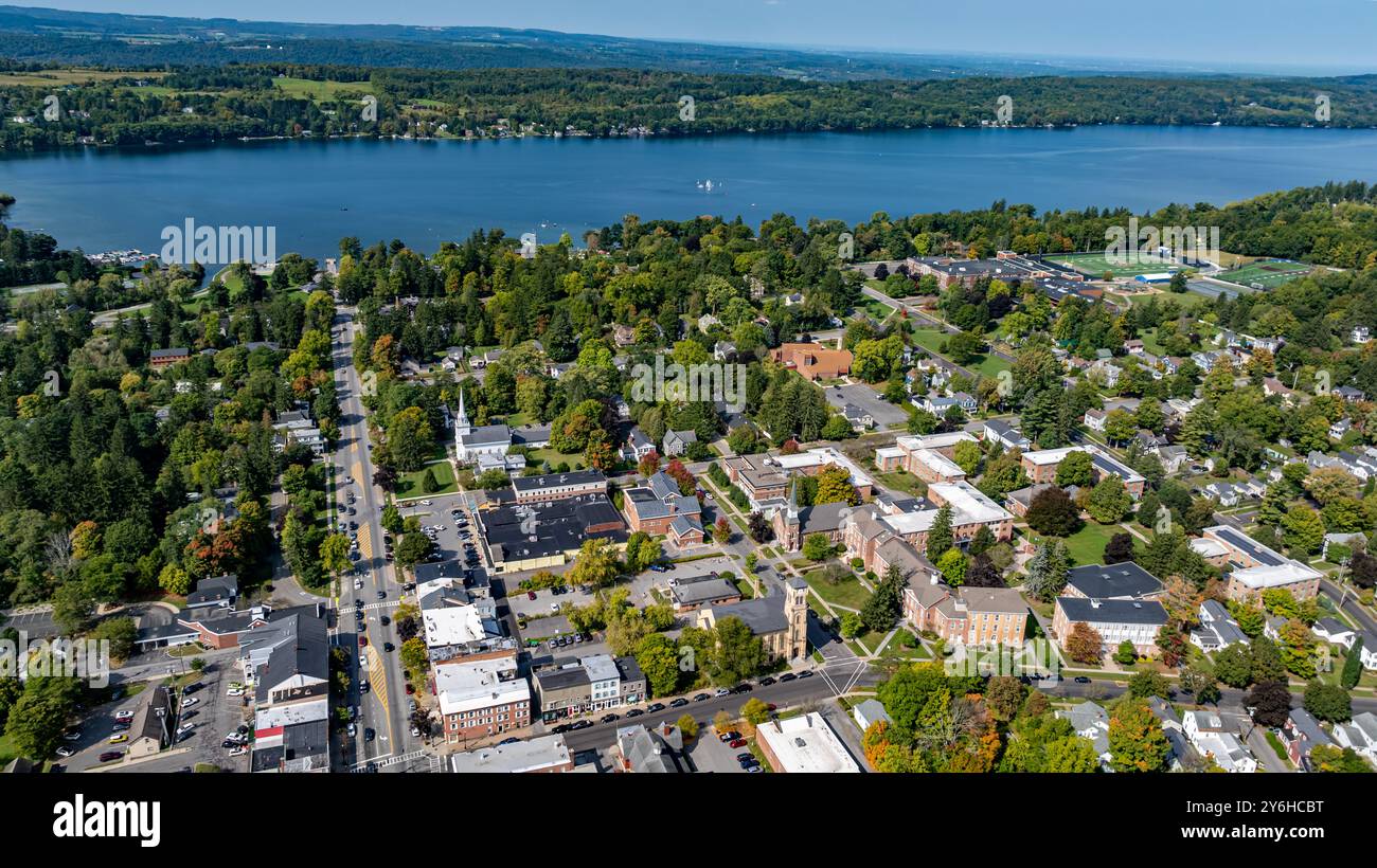 Aerial photo of Cazenovia Lake located in Town of Cazenovia, Madison ...