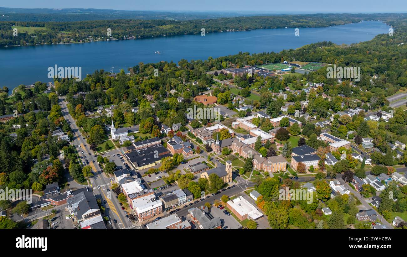 Aerial photo of Cazenovia Lake located in Town of Cazenovia, Madison County, New York, September ...