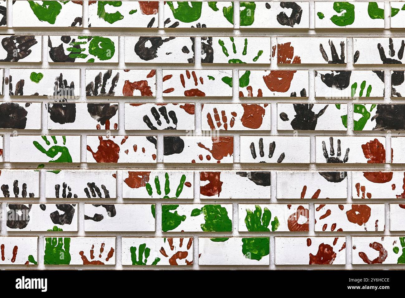 Hand shapes marked on a wall with paint Stock Photo - Alamy