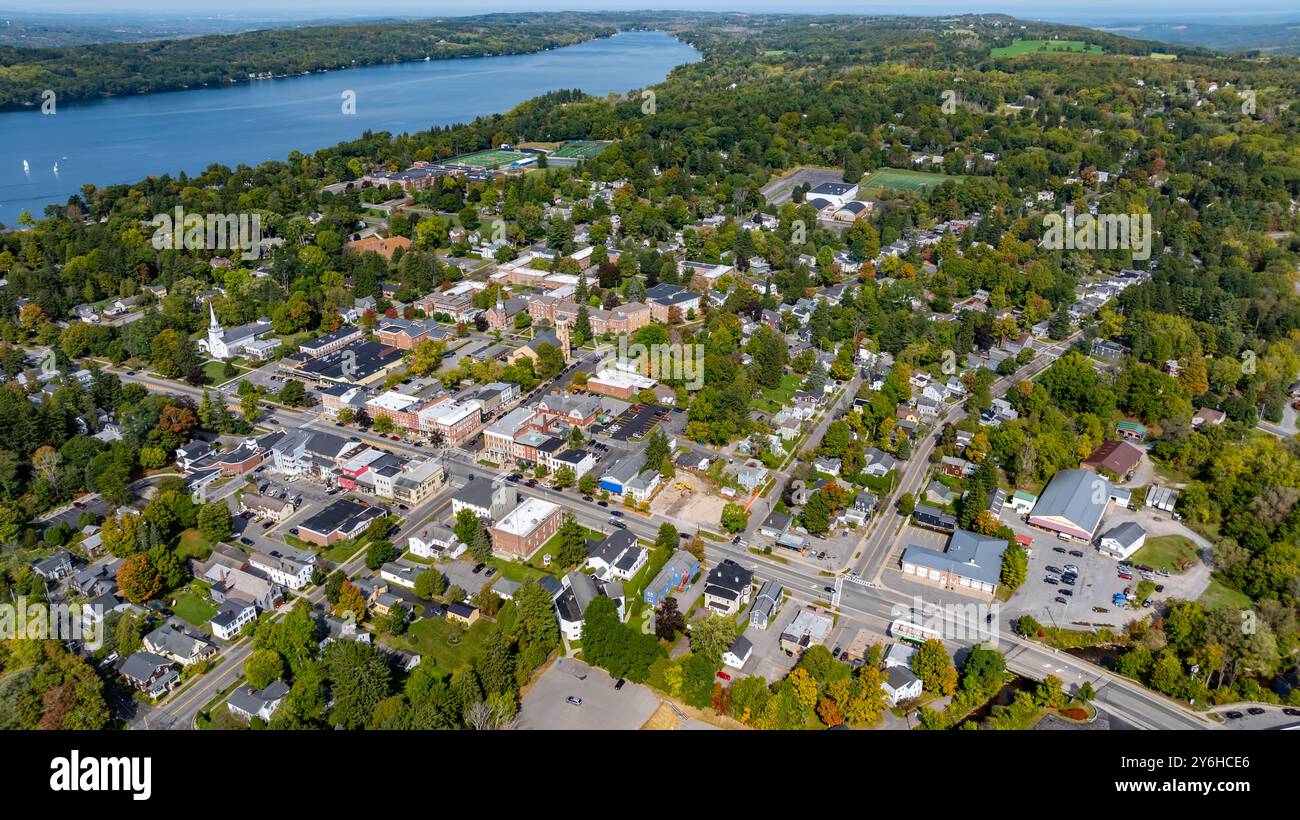 Aerial photo of Cazenovia Lake located in Town of Cazenovia, Madison ...