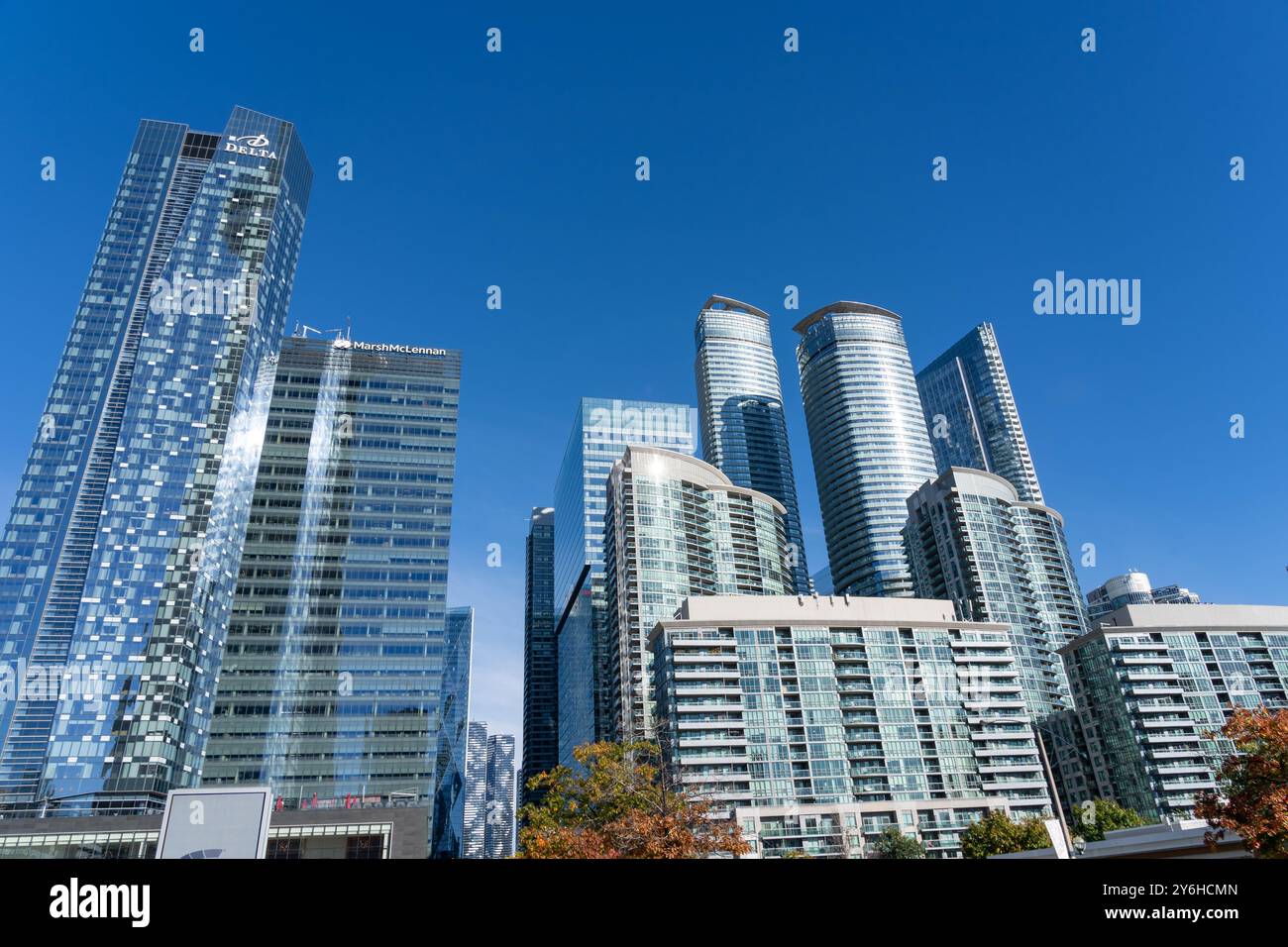 Toronto skyline at Bremner Blvd street and Lower Simcoe St, near Ripley ...