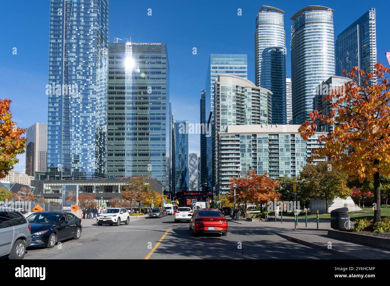 Toronto skyline at Bremner Blvd street and Lower Simcoe St, near Ripley ...