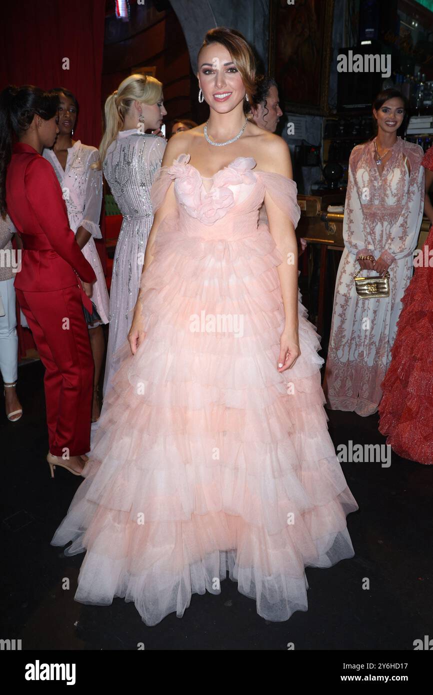 Delphine Wespiser poses for a photo before the runway during Spring ...