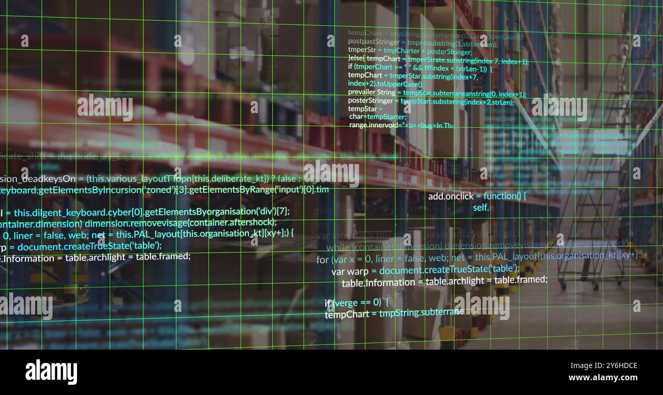 Image of data processing over warehouse Stock Photo - Alamy