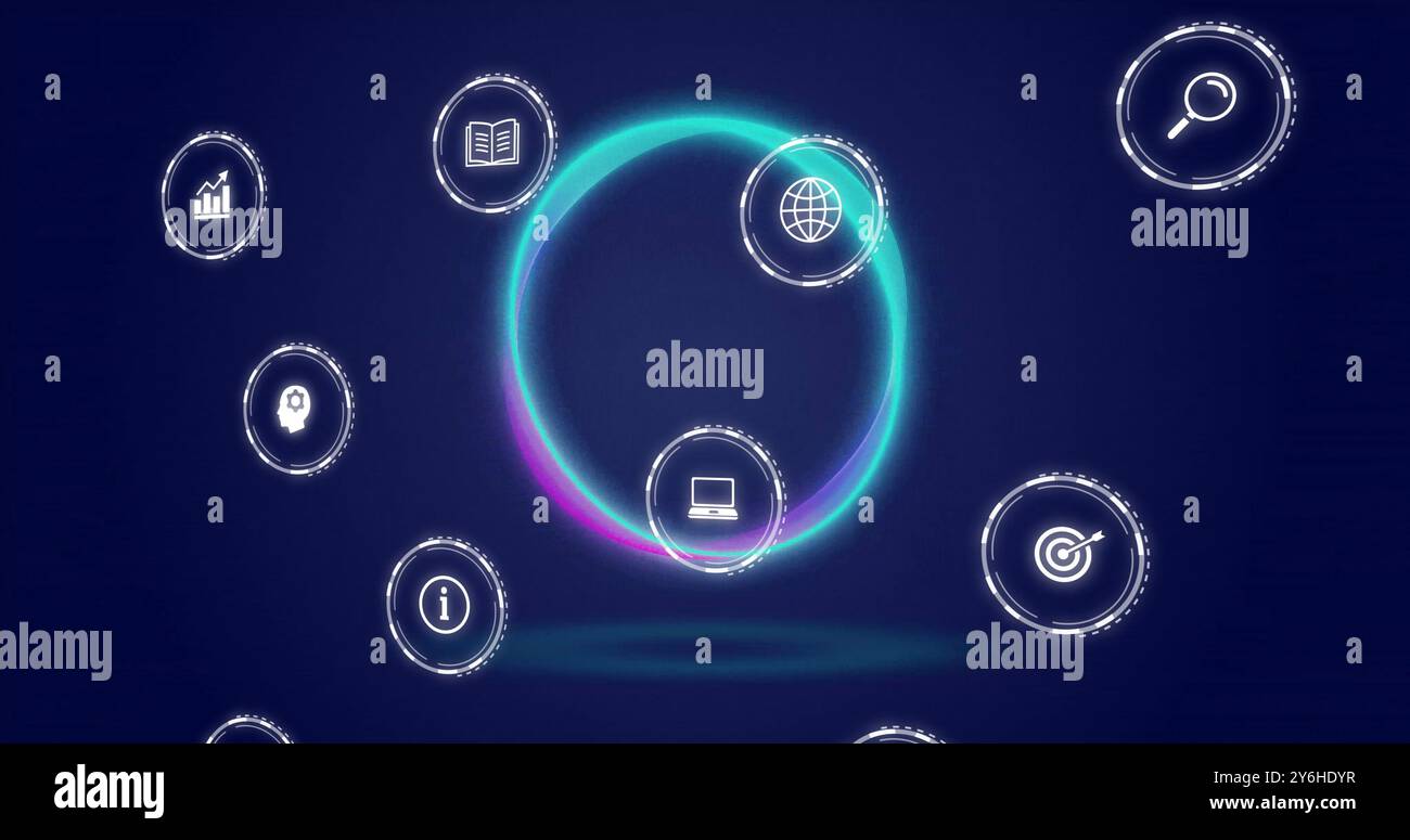 Icons representing various concepts like education and technology ...