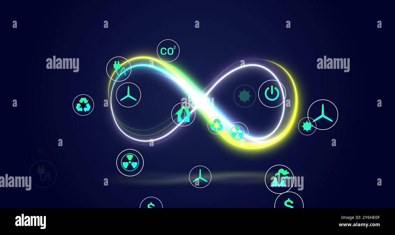 Infinity loop with renewable energy icons and sustainability image ...