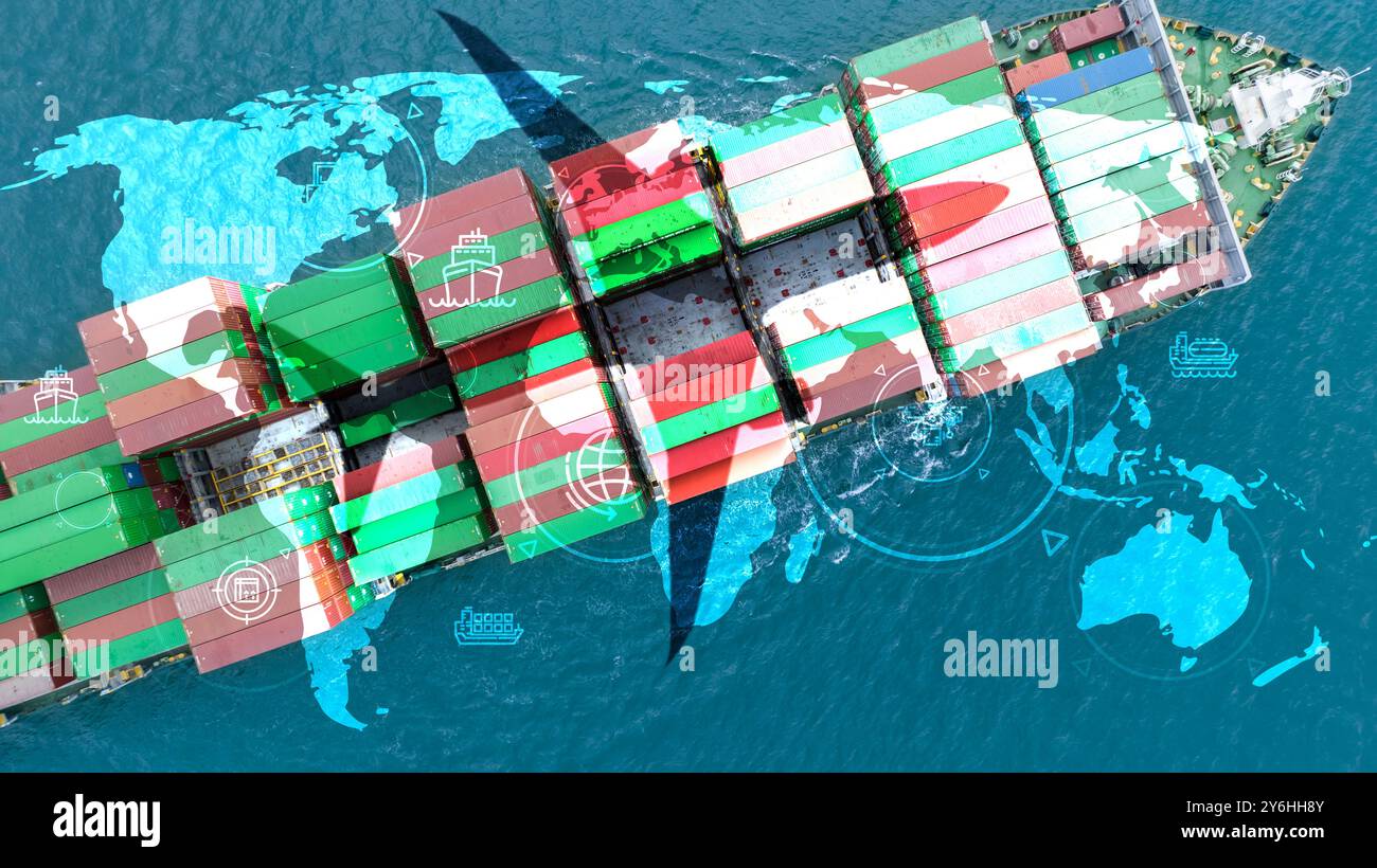 Cargo and shipping logistics business. Container ship navigating ... Cargo and shipping logistics business. Container ship navigating ...