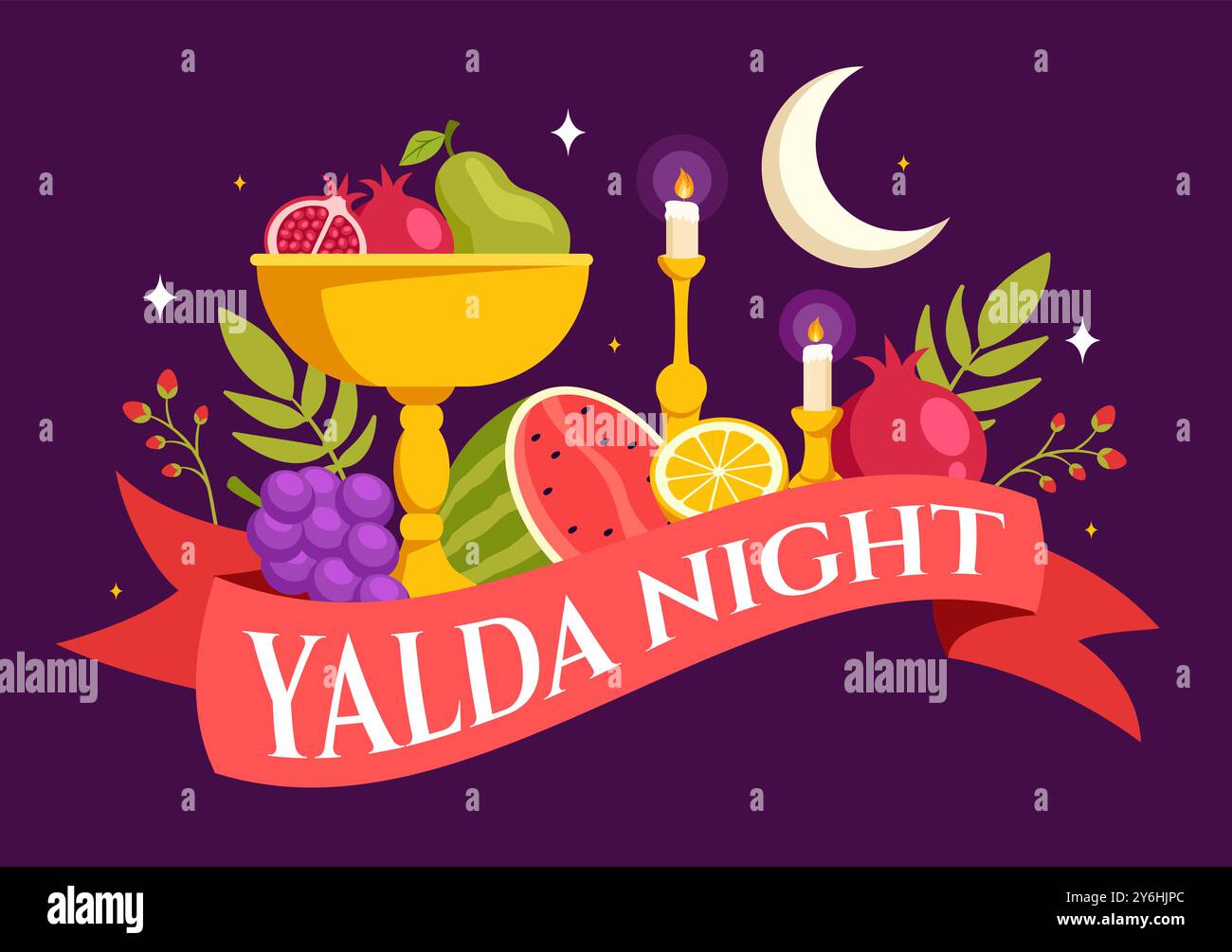 Happy Yalda Night Vector Illustration of an Iranian Festival, featuring ...