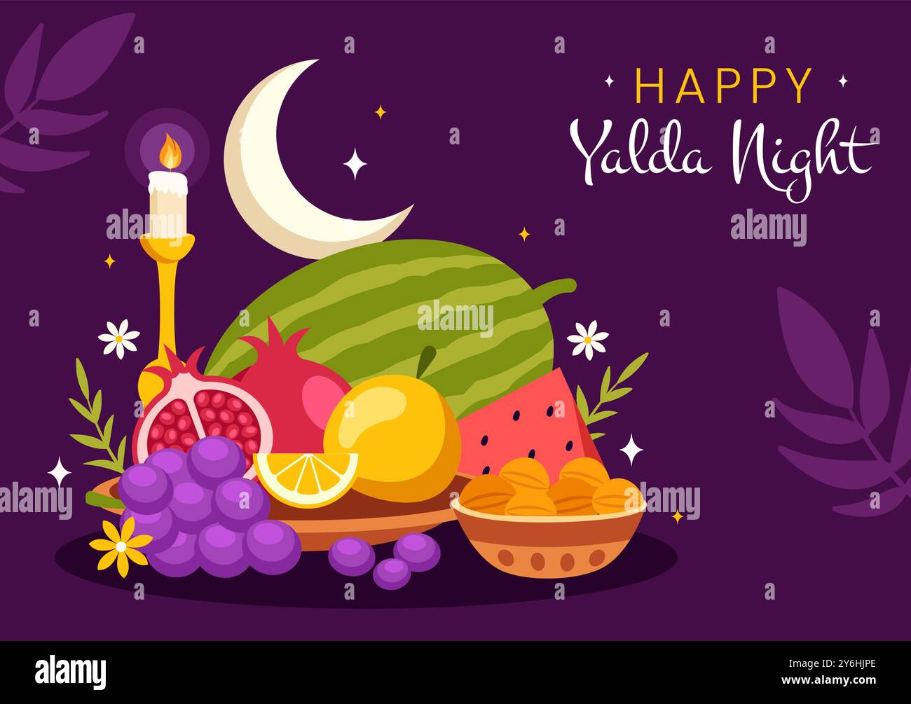 Happy Yalda Night Vector Illustration of an Iranian Festival, featuring ...