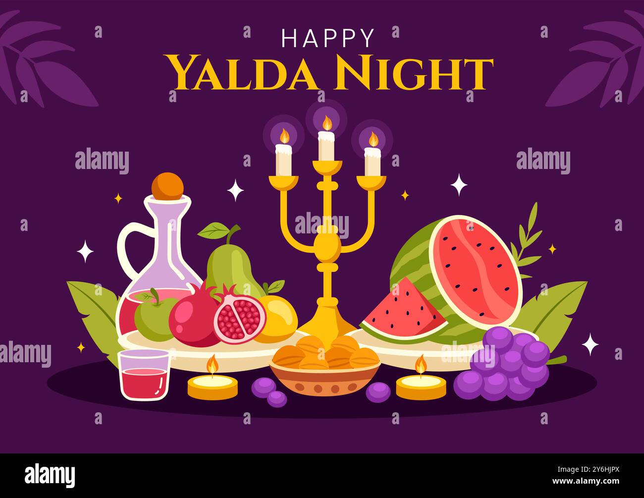 Happy Yalda Night Vector Illustration of an Iranian Festival, featuring ...