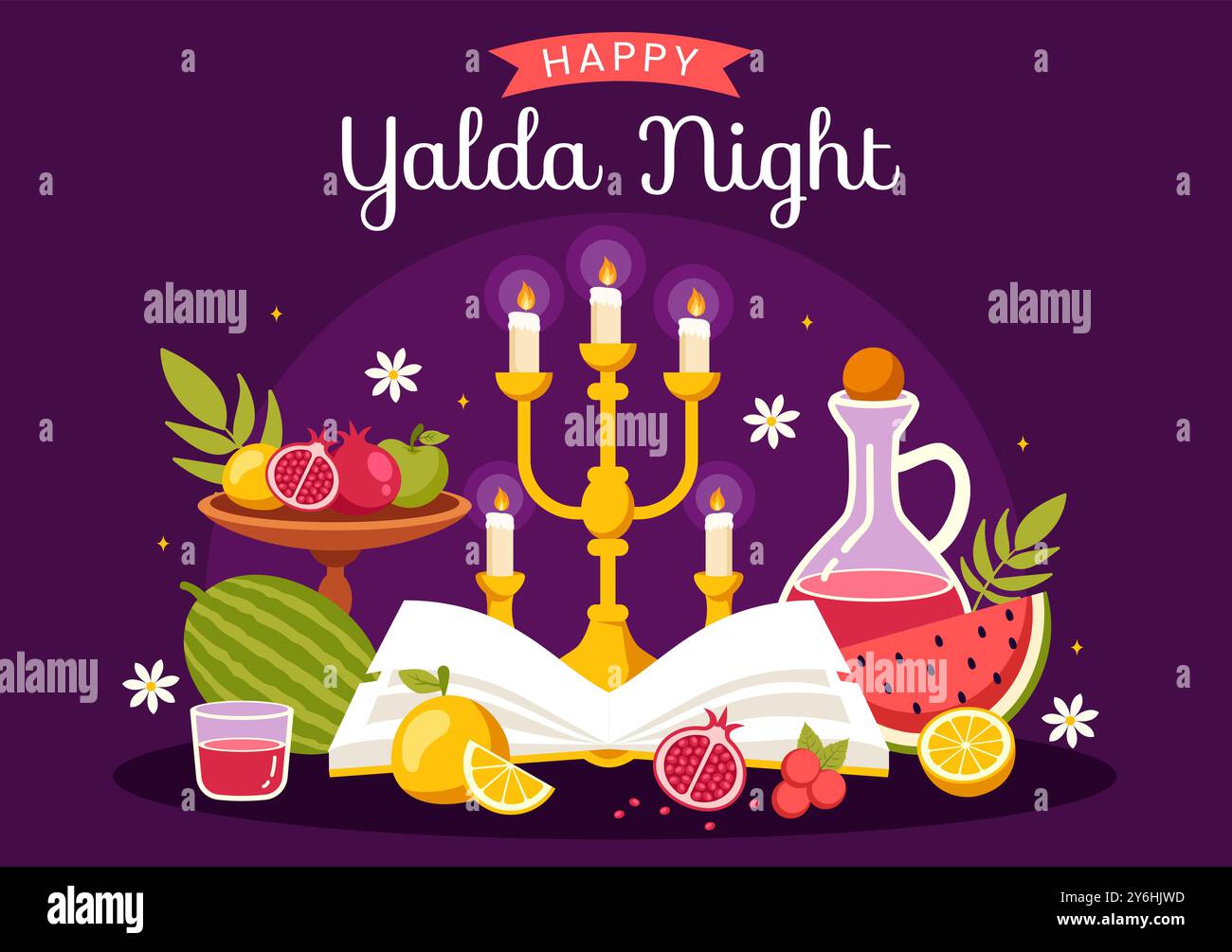 Happy Yalda Night Vector Illustration of an Iranian Festival, featuring ...