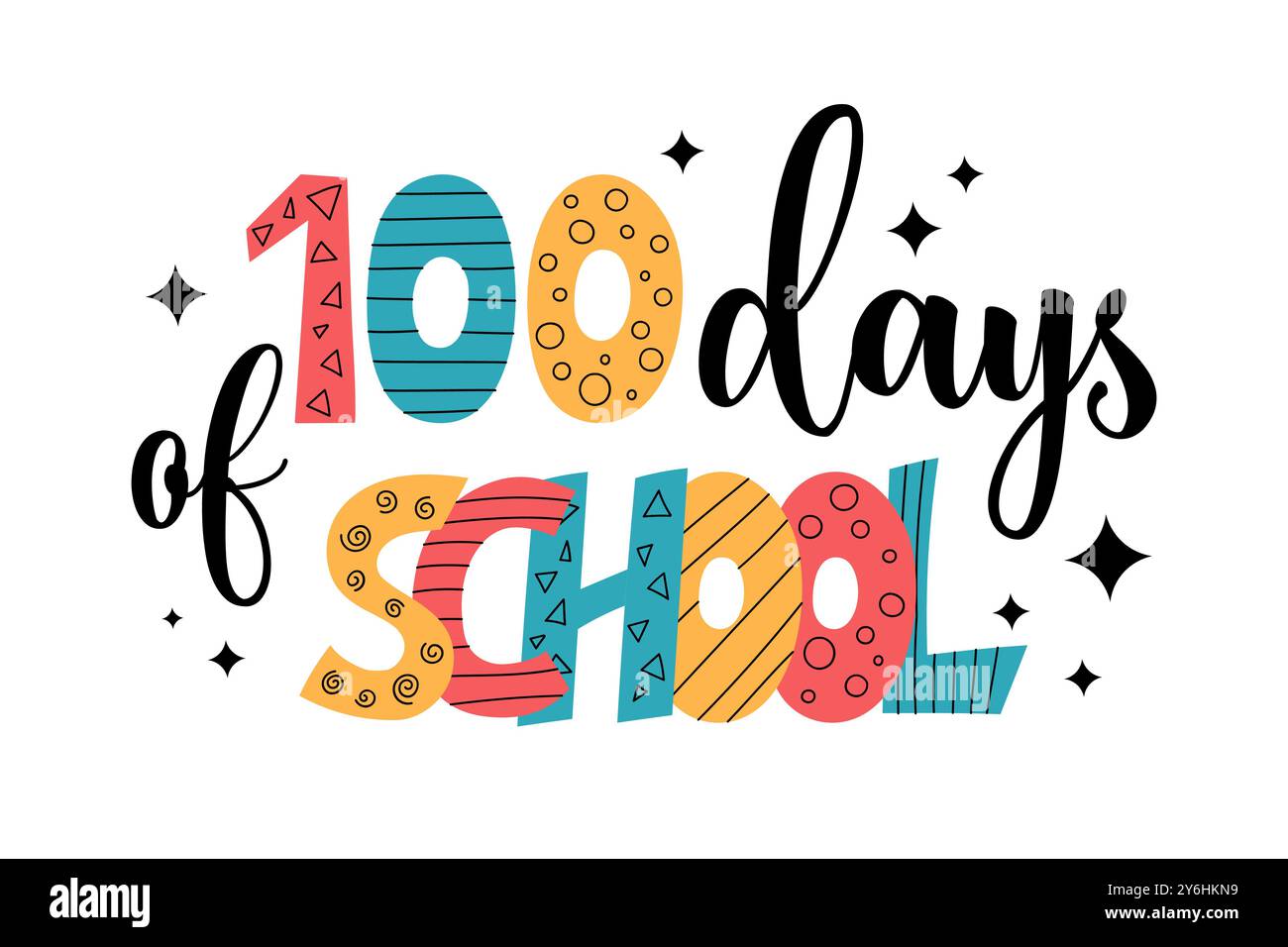 100 days of School T shirt or poster design. Congratulatory text for ...