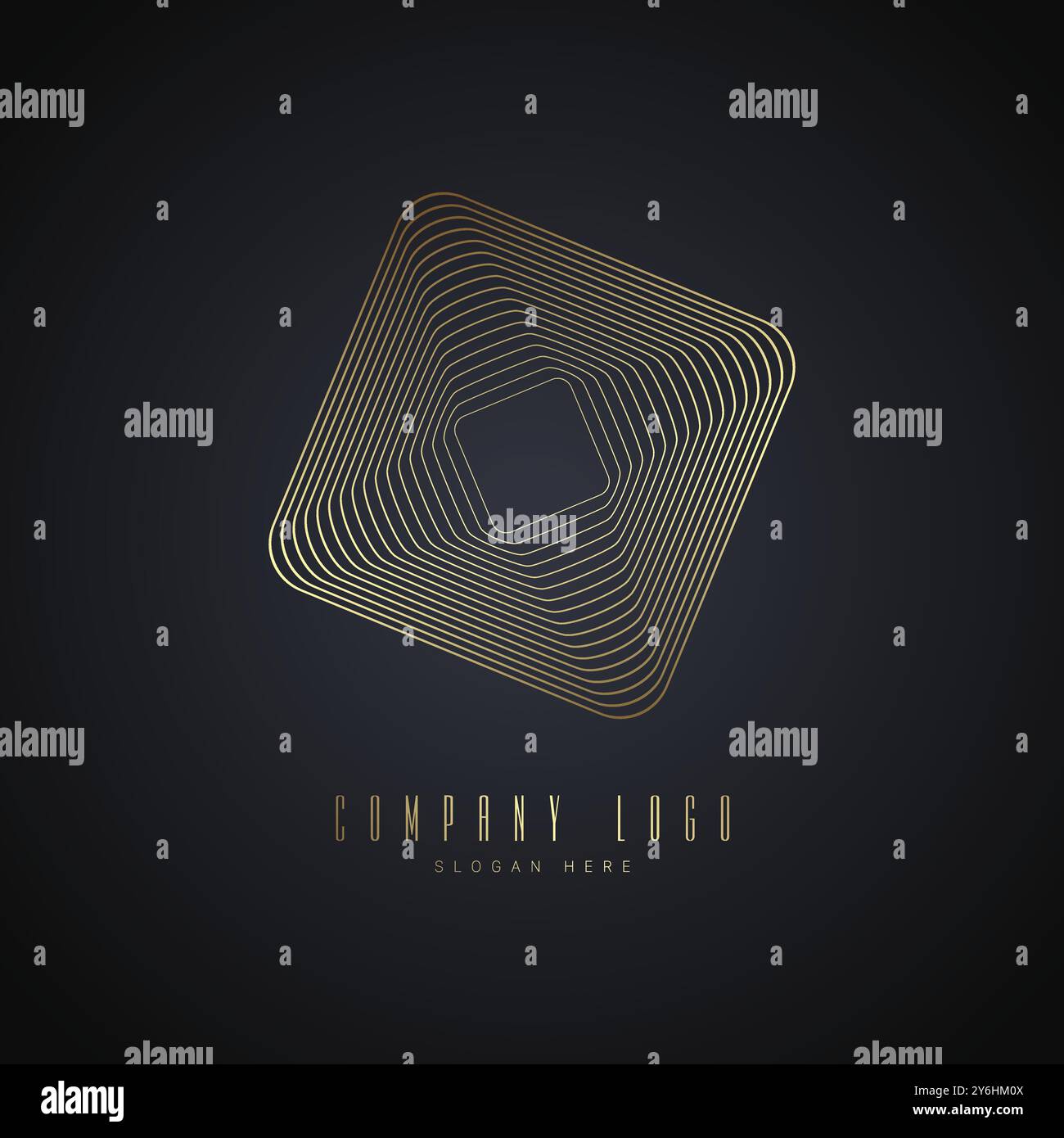 Groups of golden rectangles Logo, vector trade mark for company on dark ...