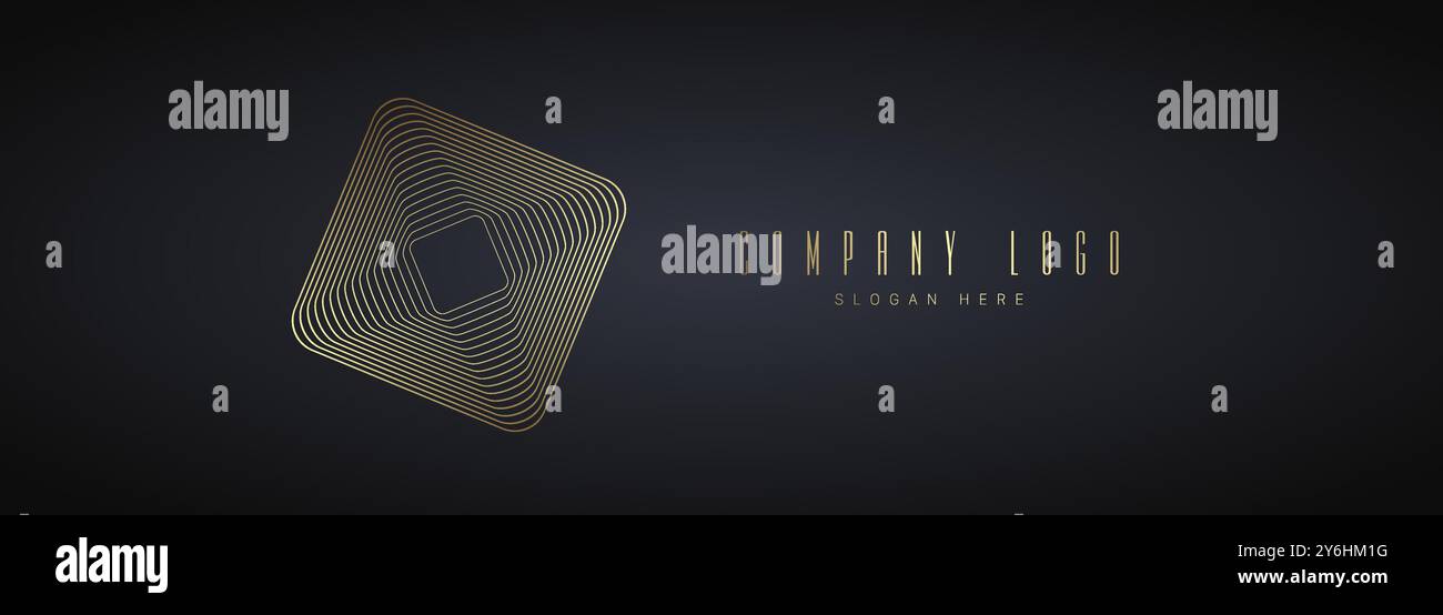golden rectangles Logo, vector trade mark for company on dark ...