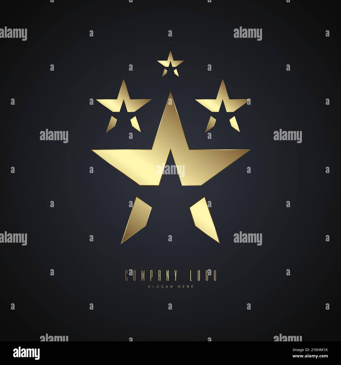 Groups of golden Star Logo vector for company on dark background ...