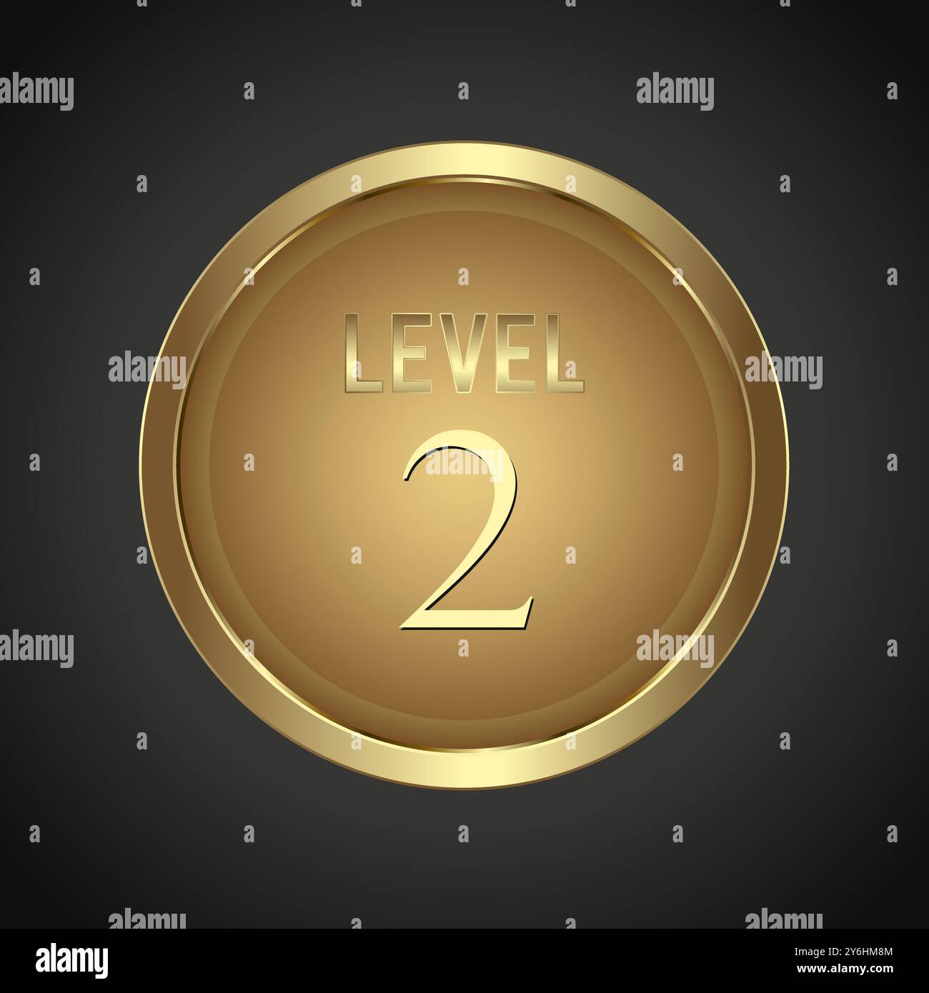 Luxury Golden Level 2 button on dark gradient background for ...